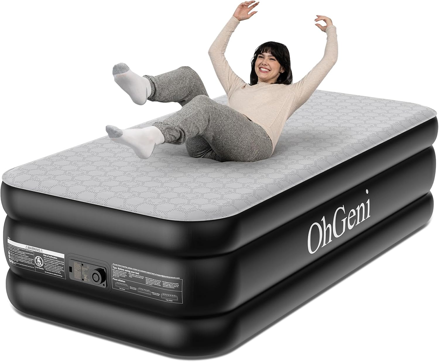 Amazon.com: OhGeni Twin Air Mattress with Built in Pump, 18" Raised ...