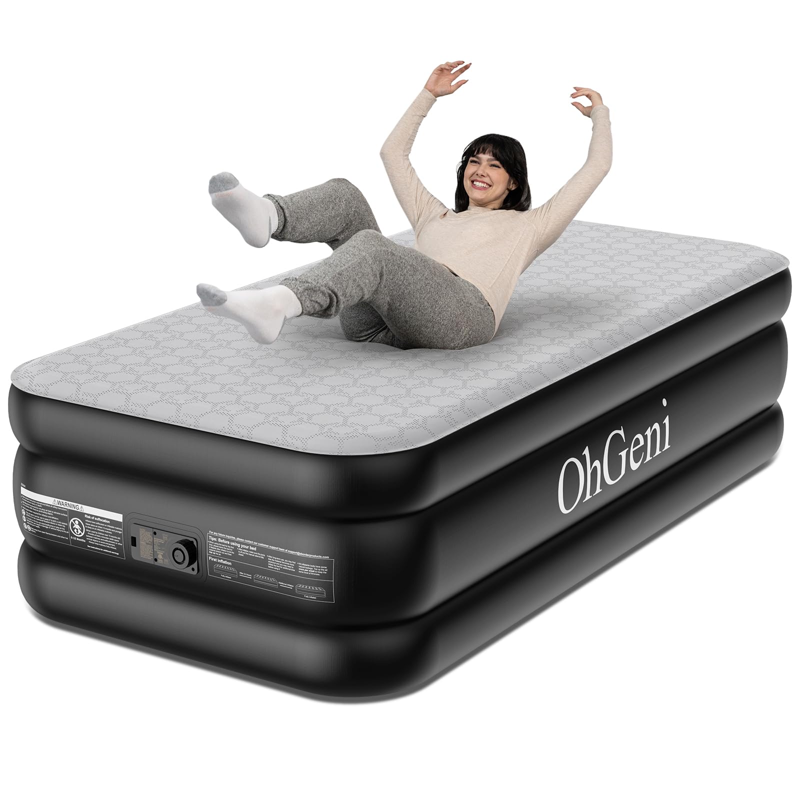 Amazon.com: OhGeni Twin Air Mattress with Built in Pump, 18" Raised ...