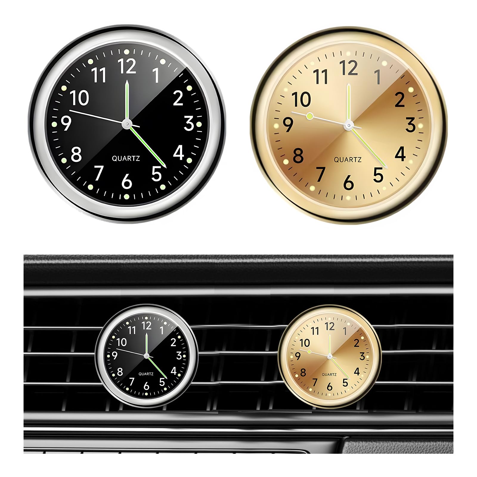 Amazon.com: Dickno 2 PCS Stick on Dashboard Car Clock, Mini Tiny Analog ...