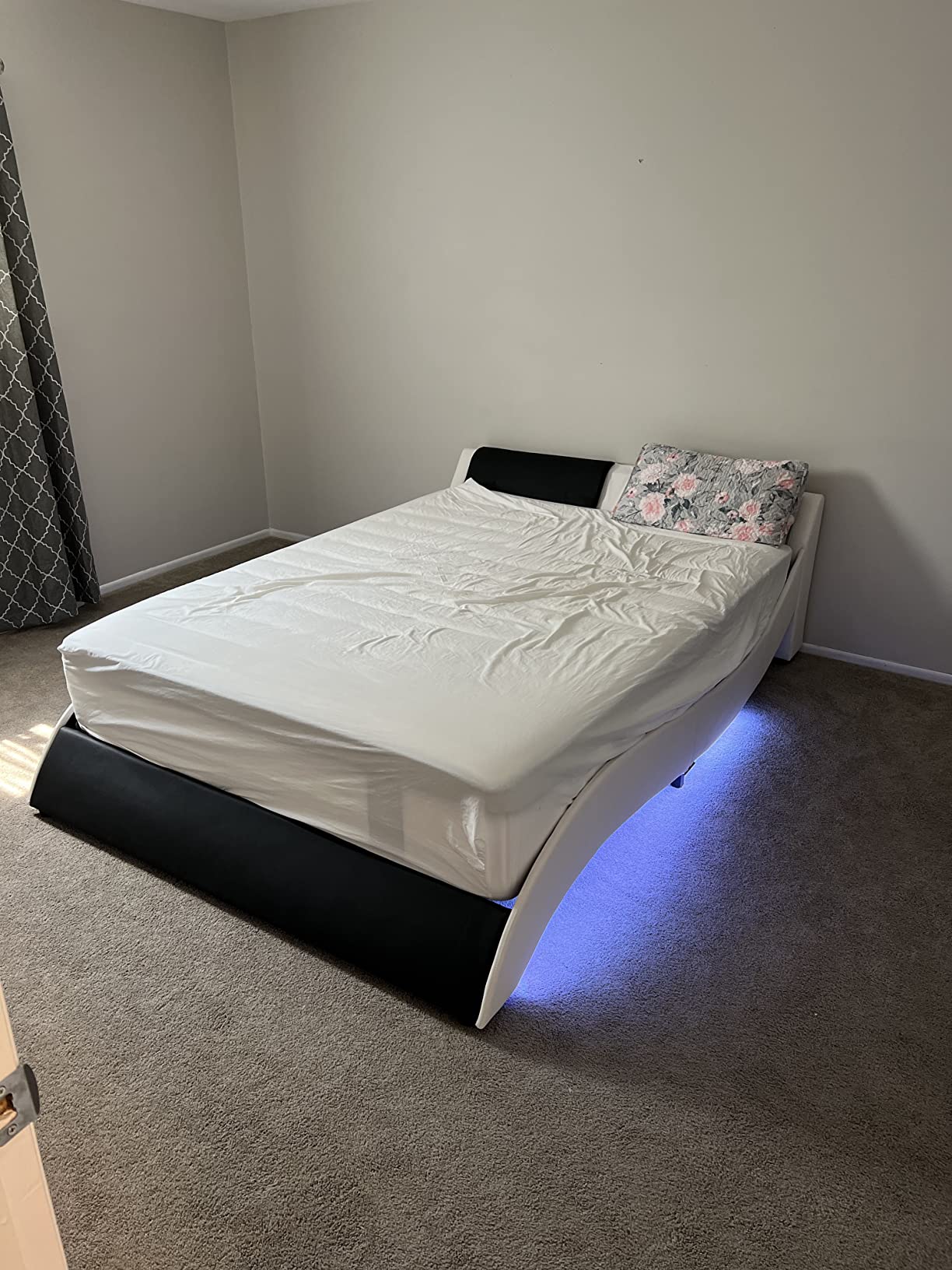 $31/mo - Finance Full Upholstered Bed Frame with LED Lights Underneath ...