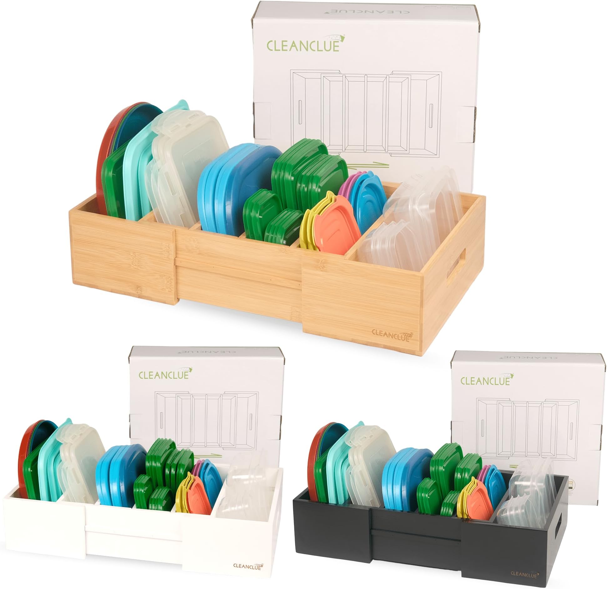 Amazon.com - CLEANCLUE Bamboo Lid Organizer Bundle - Expandable Kitchen ...