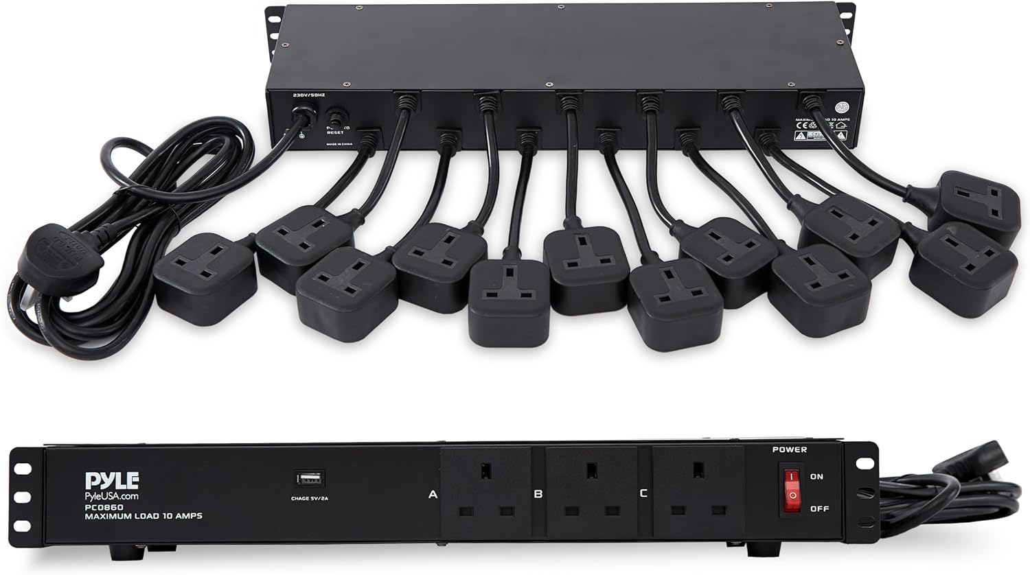 Pyle Pdu Rack Mount, 15-Outlet 1U Rack Mount Power Strip with USB ...