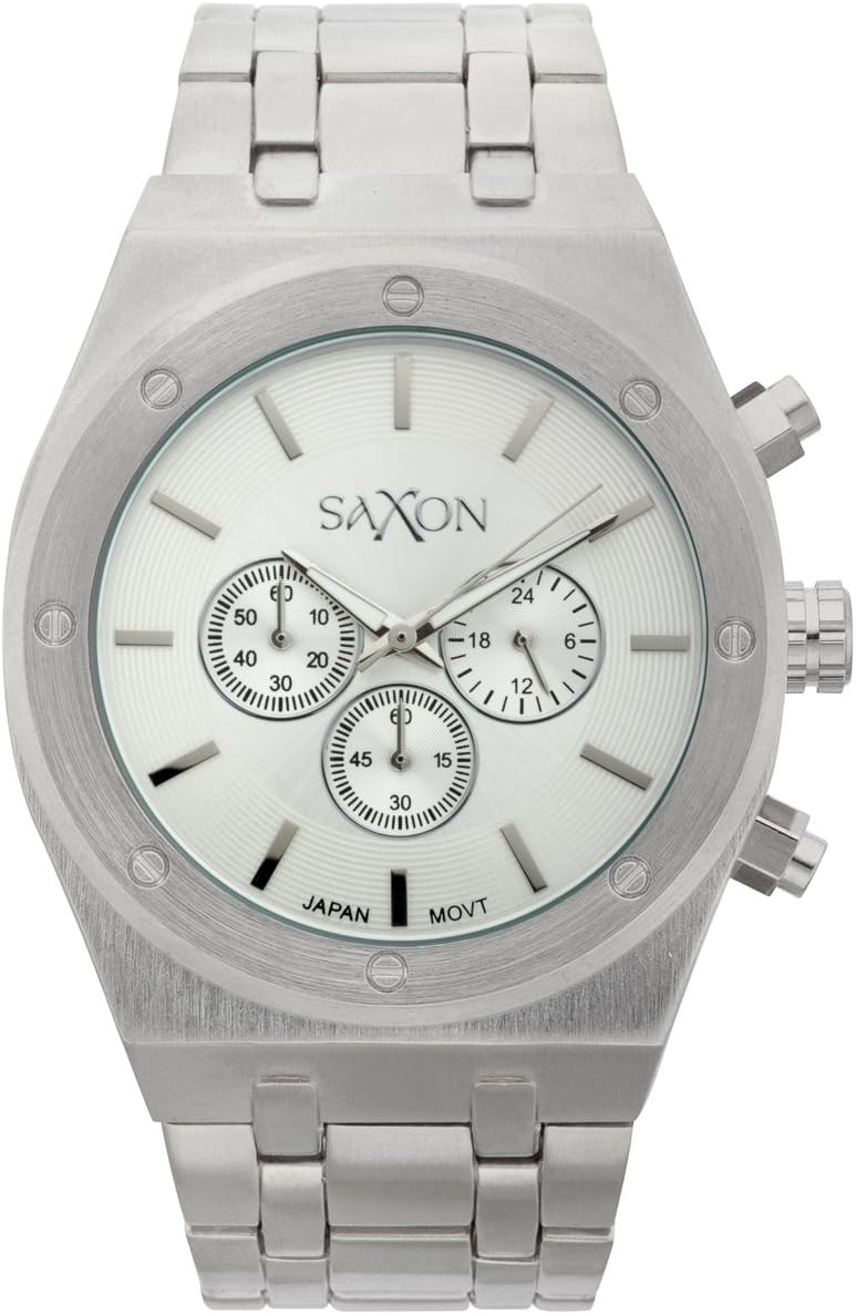 Amazon.com: Saxon Reloj de los hombres, Plateado : Ropa, Zapatos y Joyería
