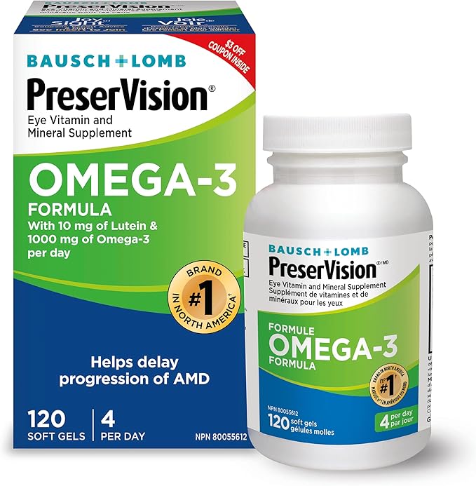 PreserVision Omega-3 Eye Vitamin & Mineral Supplement, Contains Omega-3 ...