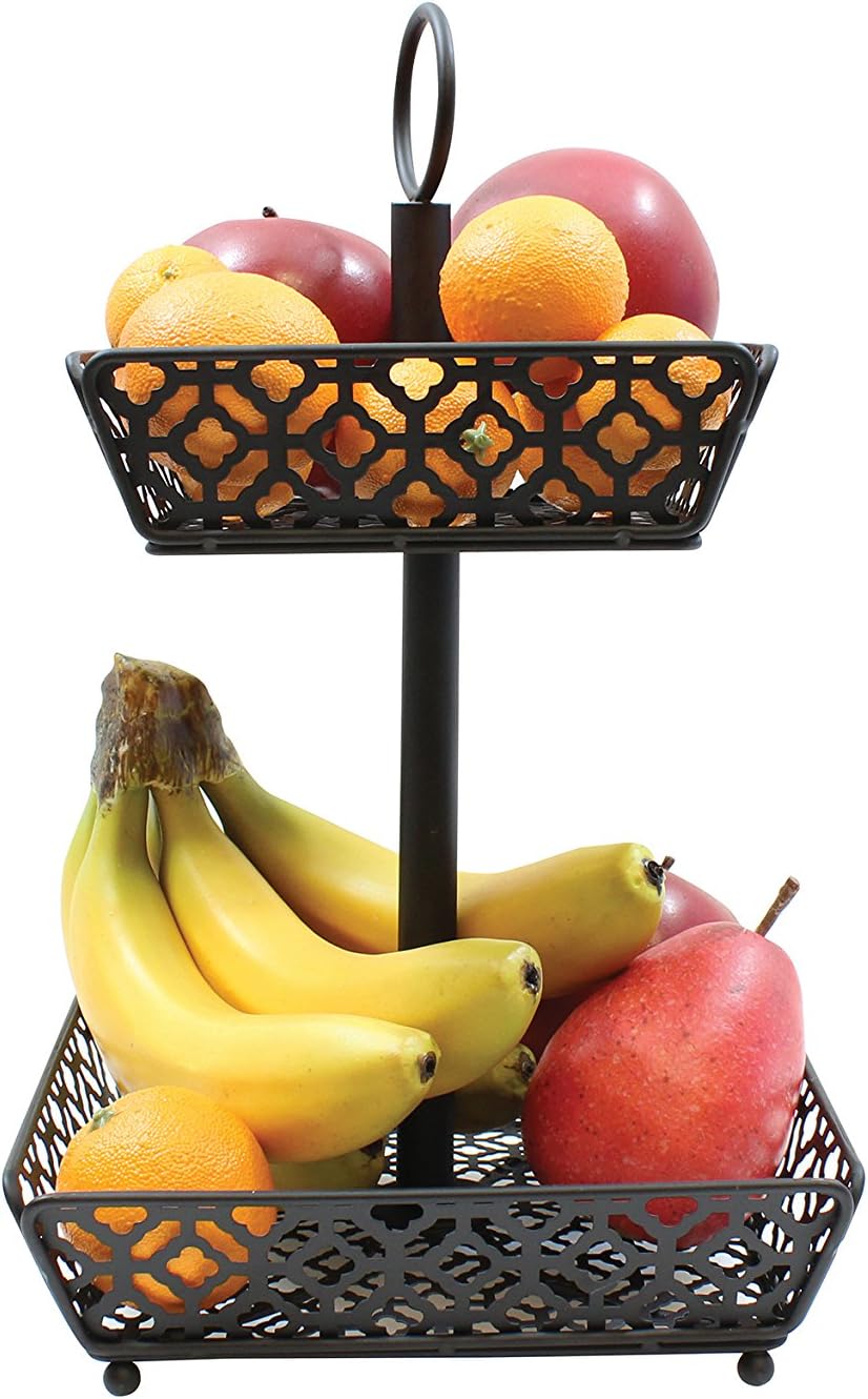 Amazon.com: Tablecraft Farmhouse Collection Two-Tiered Fruit Basket ...