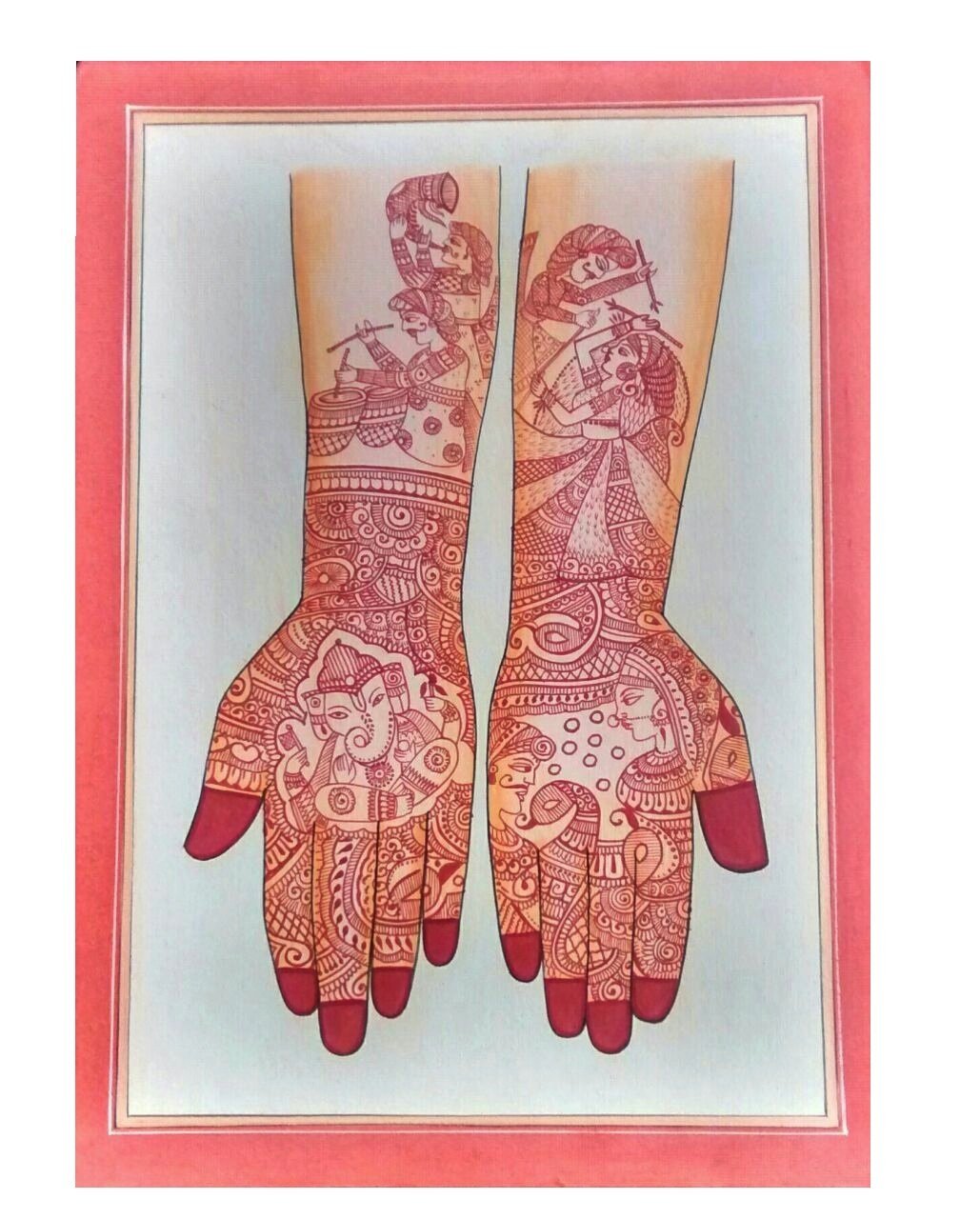Colorful Henna Drawings On Paper