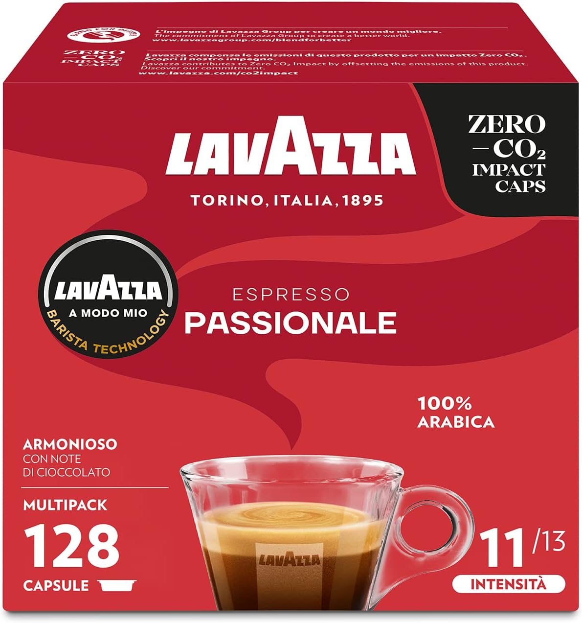 Lavazza a Modo Mio Passion Coffee Capsules, 8 Packs of 16 Capsules (128 ...