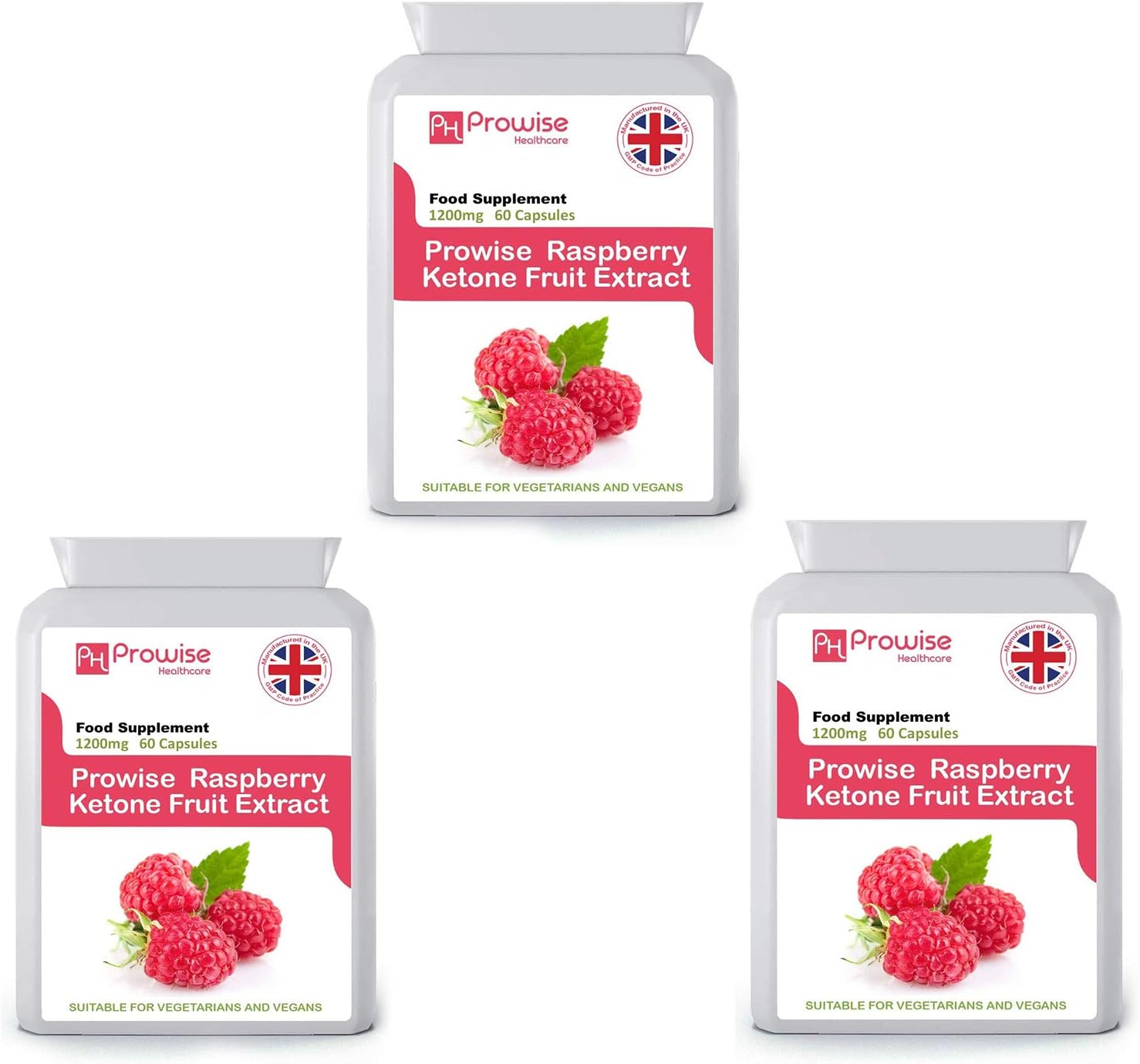 Raspberry Fruit Extract 1200mg - 60 Capsules x 3 Pack - UK Manufactured ...