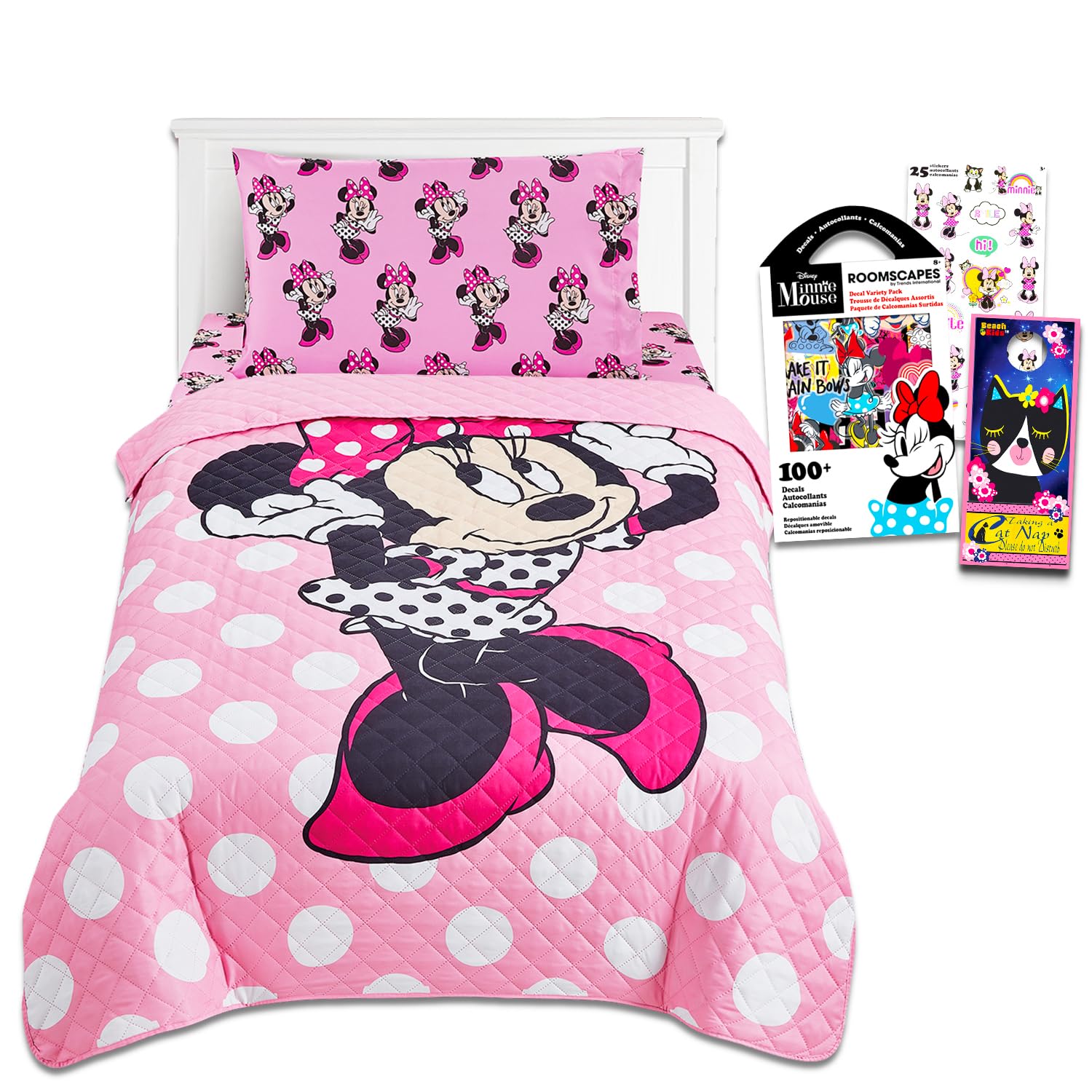 Amazon.com: Disney Minnie Mouse Twin Bedding Set - Bundle with ...