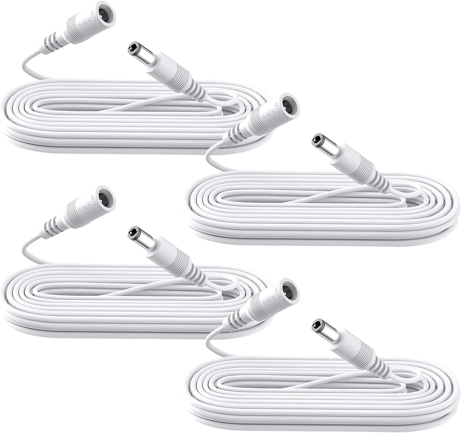 4 Pack 10ft/3M Power Extension Cable,4PCS DC 12V 5.5mm*2.1mm Power ...