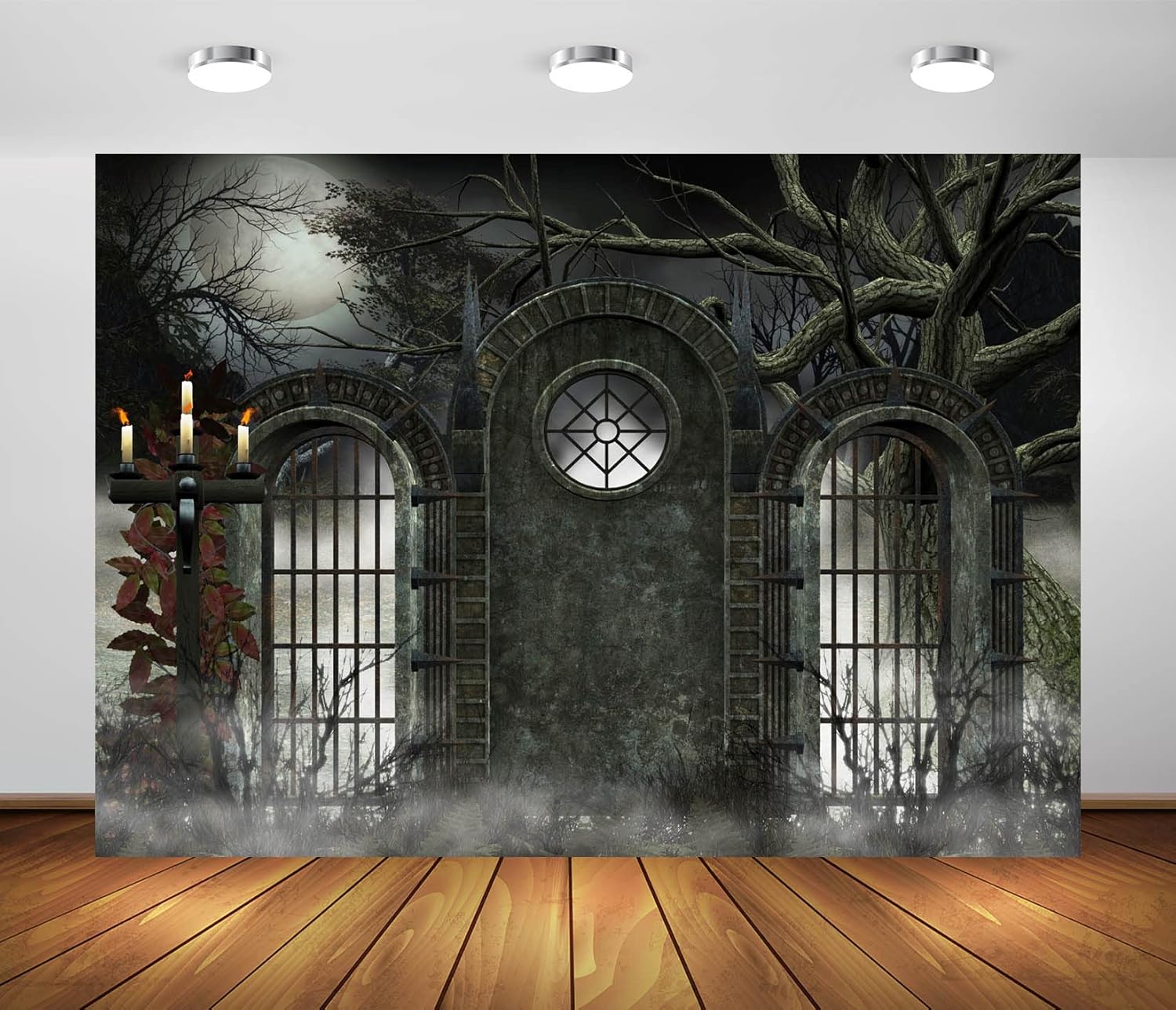Amazon.com : BELECO 15x10ft Fabric Ancient Gate Gothic Backdrop for ...