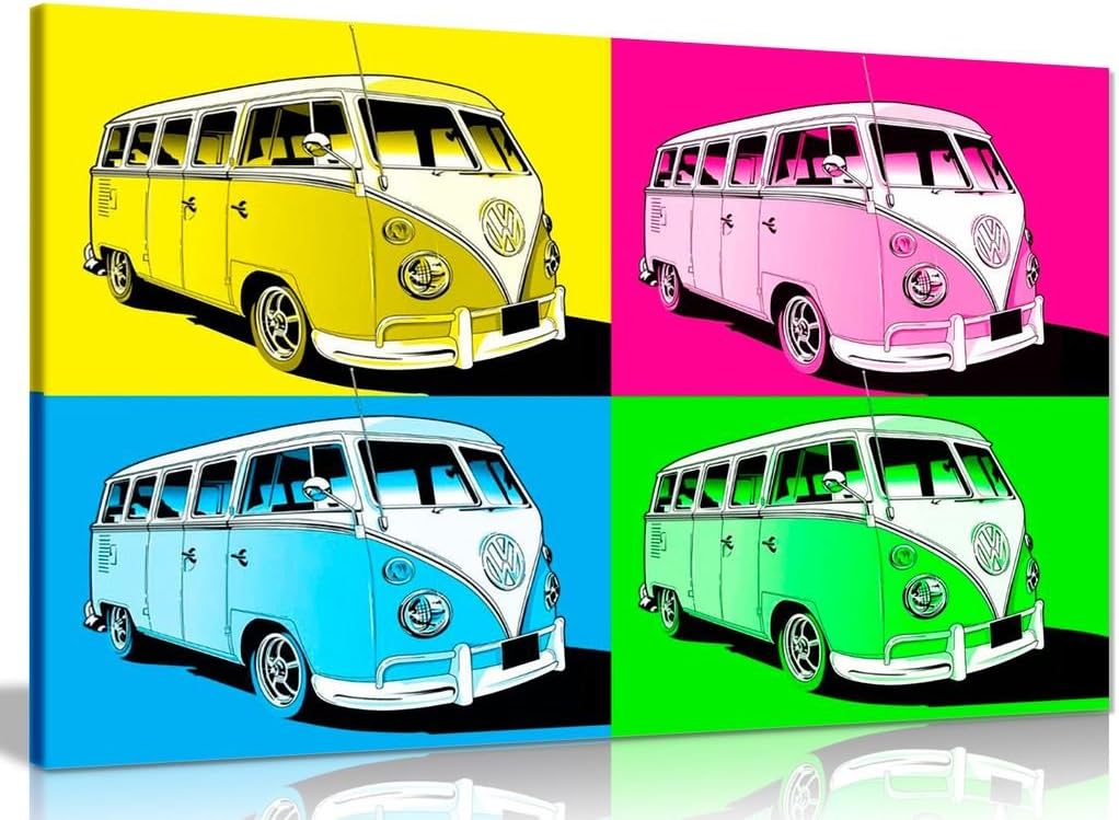 Amazon.com: Large Pop Art Volkswagen Camper Van Canvas Wall Art Picture ...