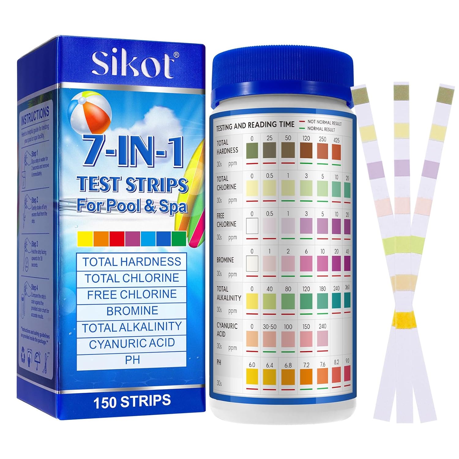 Hot Tub Test Strips 7 in 1, 150 Pool & Spa Water Testing Strips ...