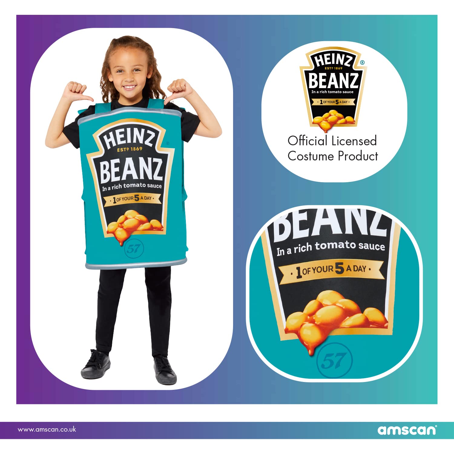 amscan (PKT) (9913349) Child Heinz Beanz Tabard Costume Tabard (8-12yr ...