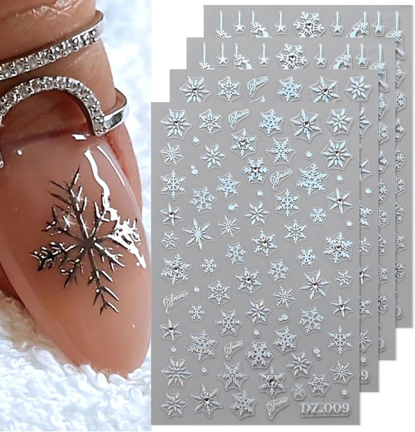 Muorruo 4 Pack of Christmas Snowflake Nail Art Stickers, Winter ...