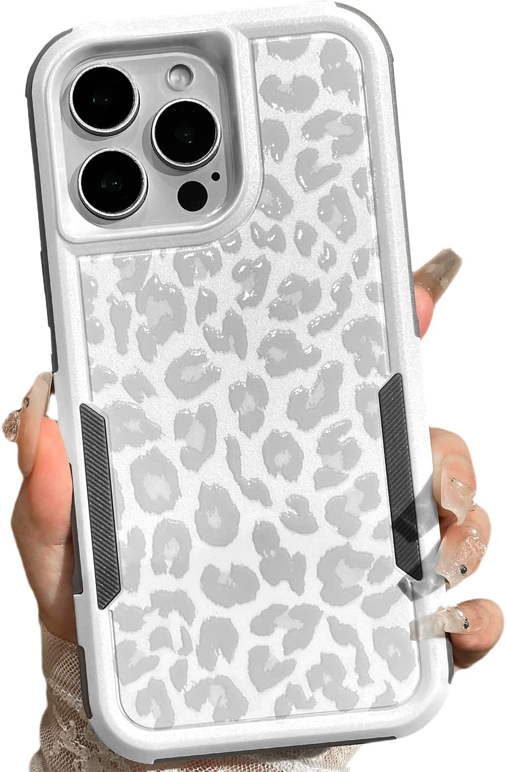 Amazon.com: Burmcey White Leopard Light Gray for iPhone 16 Pro Max Case ...