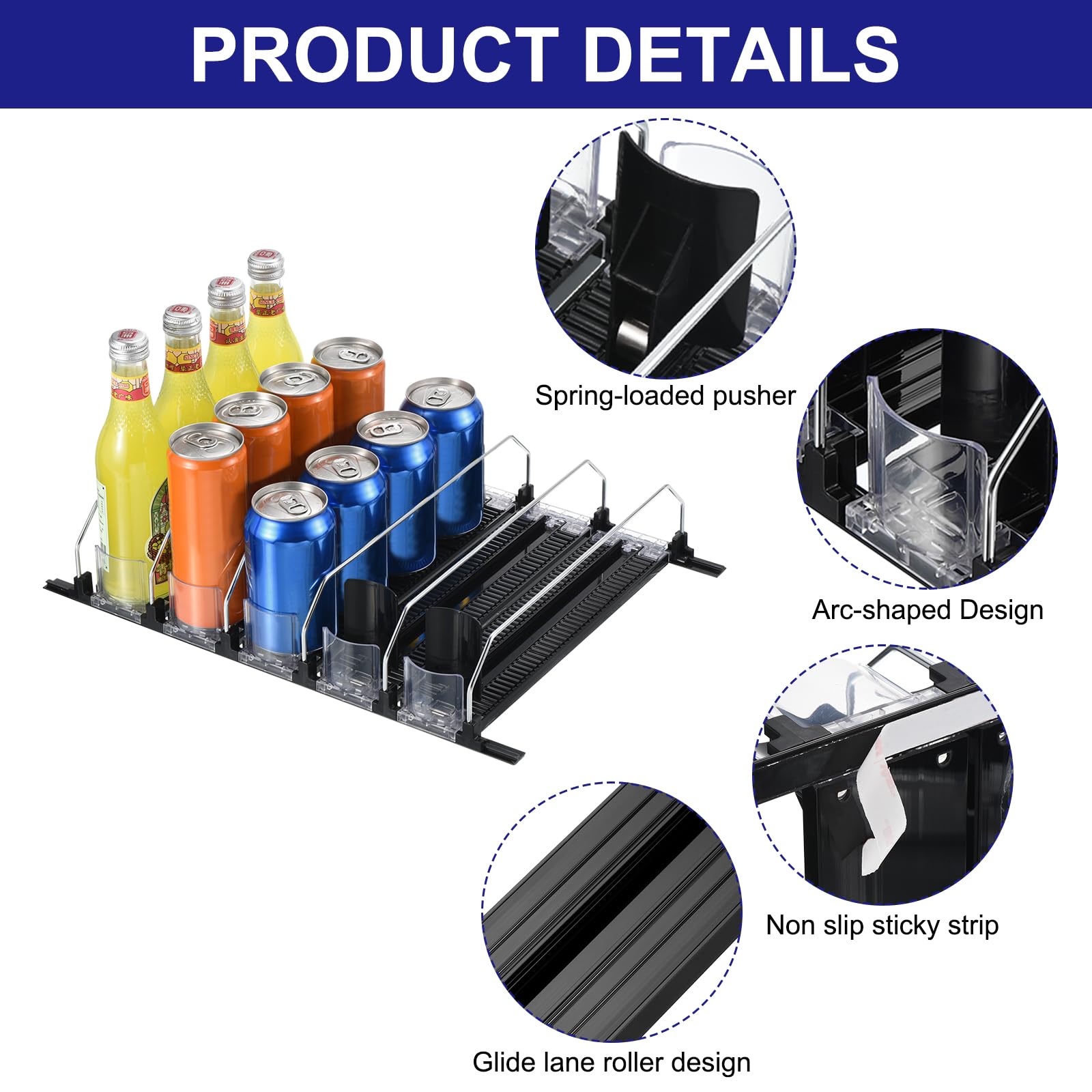 Beverage Dispenser For Fridge Drink Organizer, Adjustable Push Rod ...