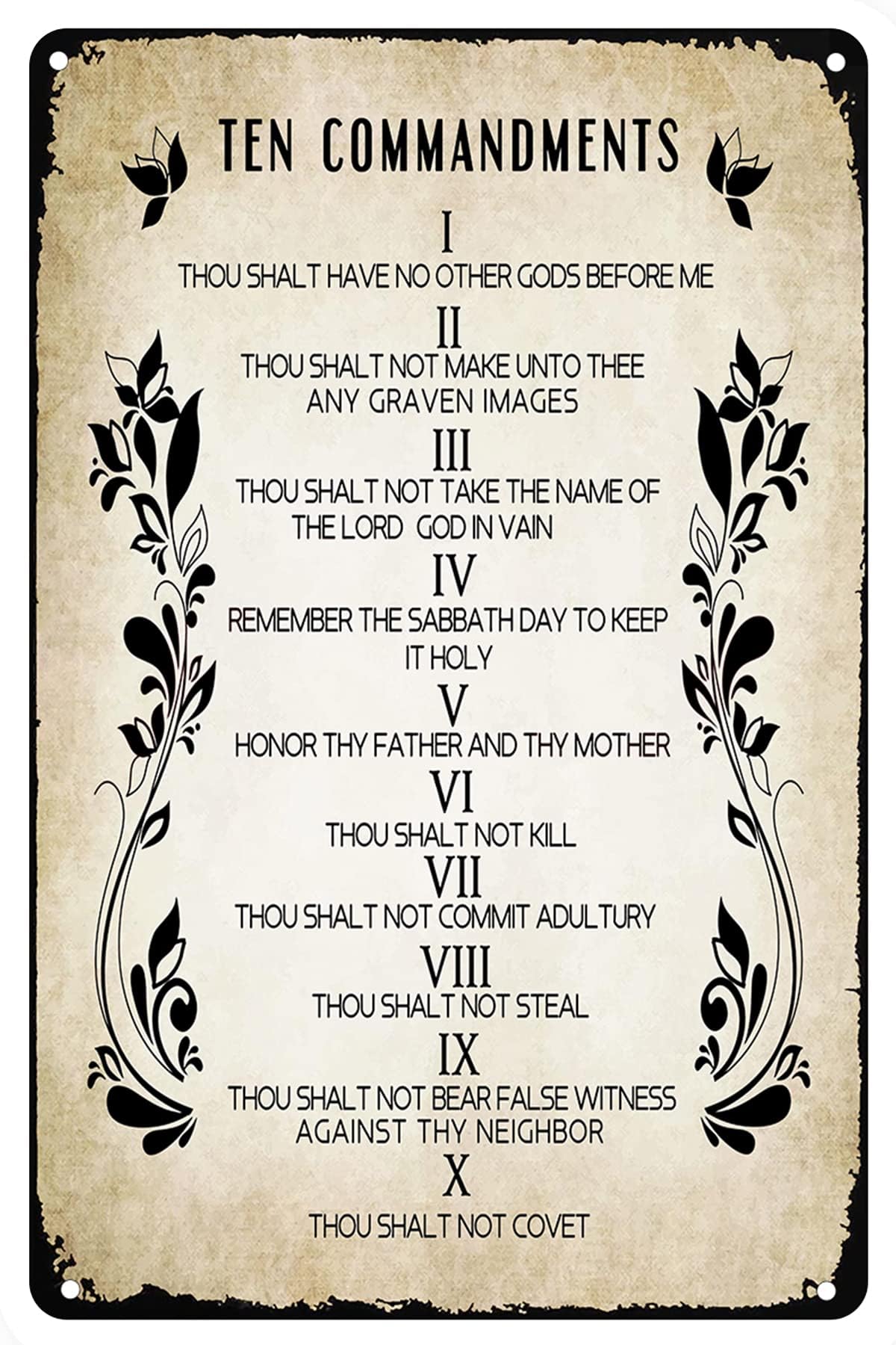 Amazon.com : Vintage Ten Commandments Wall Decor - Antique Bible Verse ...