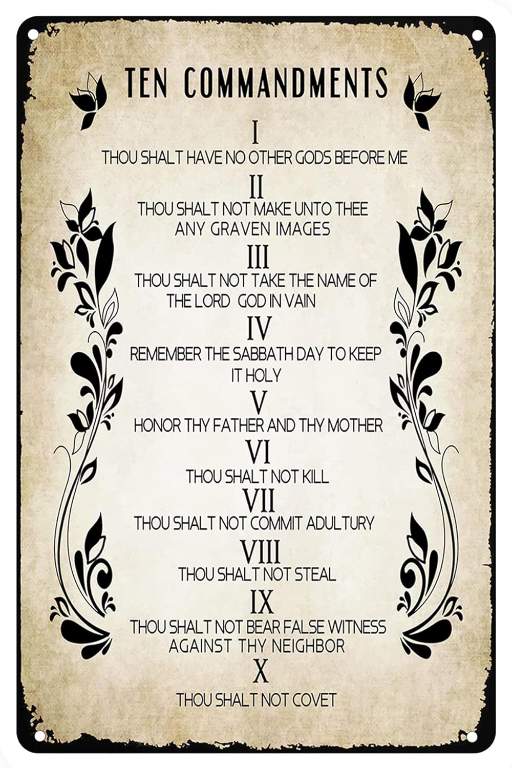 Amazon.com : Vintage Ten Commandments Wall Decor - Antique Bible Verse ...