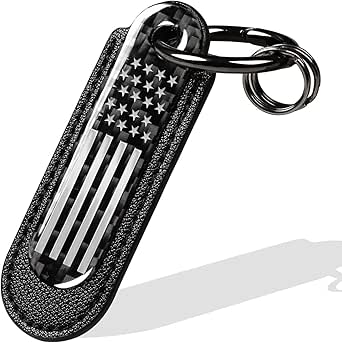 Amazon.com: muekzru American Flag Keychain,Carbon Fiber Leather Set Car ...