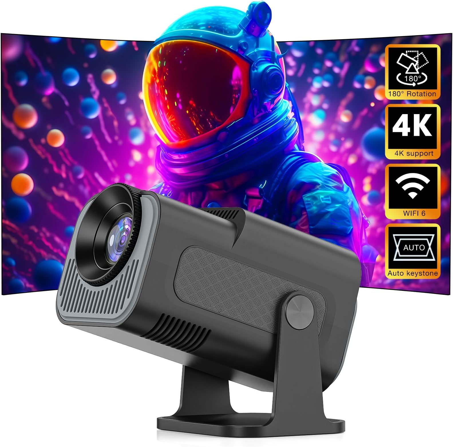 Mini Projector Short Throw 4K Surport Native 1080 with WiFi Bluetooth ...