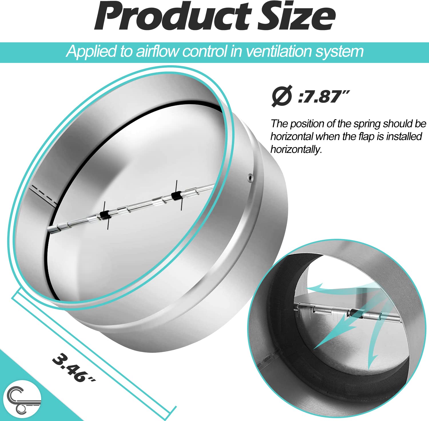 Snapklik.com : 8 Inch Draft Blocker Backdraft Damper Duct Draft Stopper ...