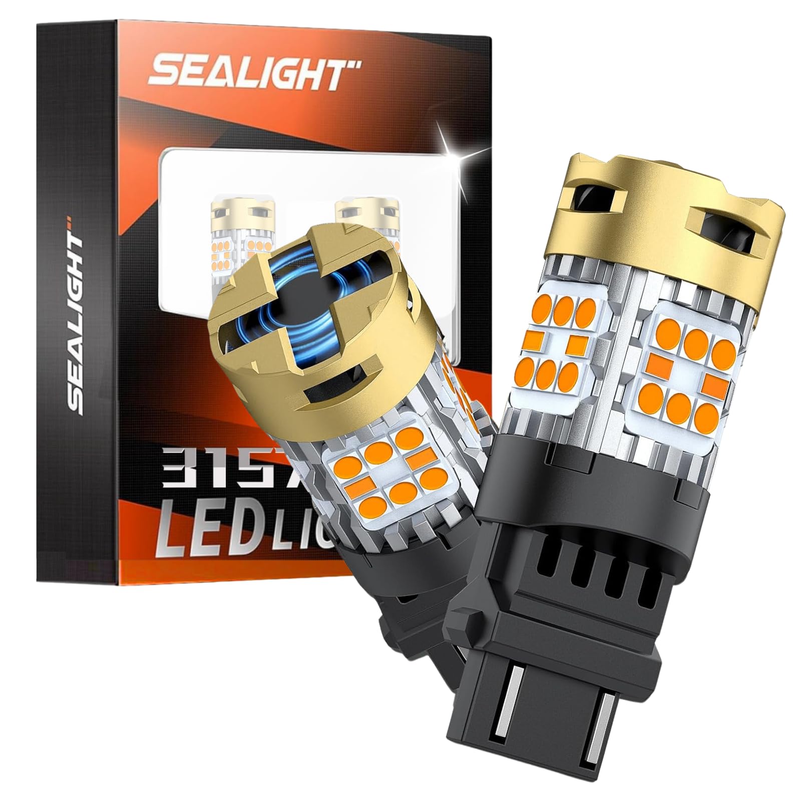 Amazon.com: SEALIGHT Canbus 3157 LED Bulb Amber With Built-in Resistor ...