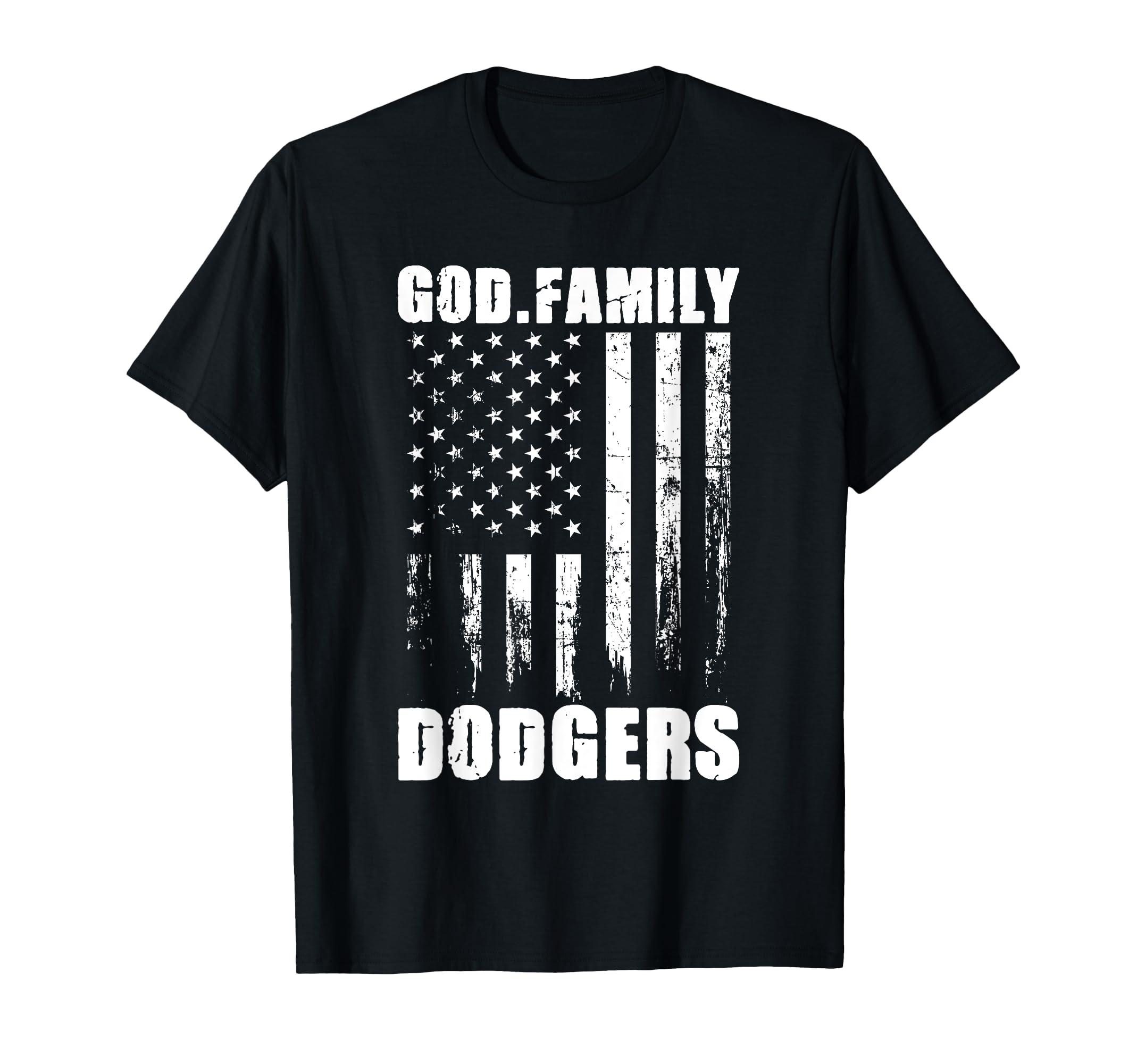 Amazon.com: God. Family. Dodgers. Vintage USA Flag T-Shirt : Sports ...