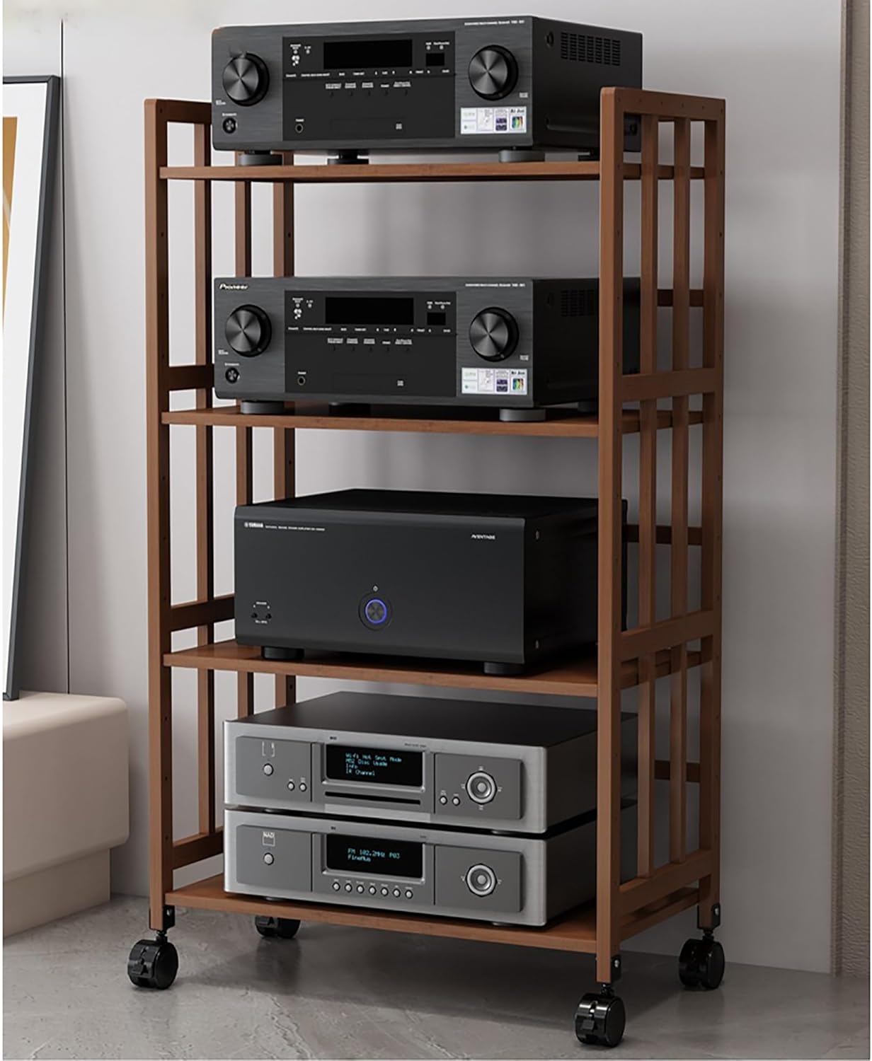 Amazon.co.jp: Monliguet オーディオラック レコードプレーヤースタンド 台 レコードラック 棚 木製 レコード棚コードラックゲーム機収納ラックavラックゲームラックパワー ...