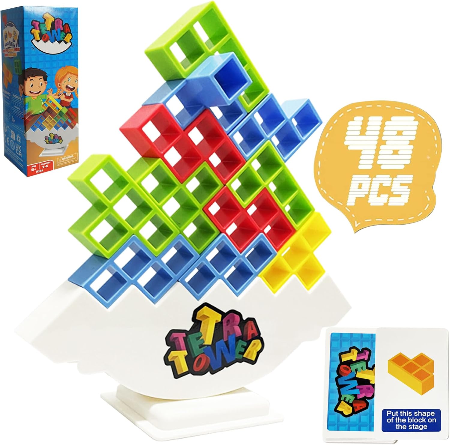 Amazon.com: BNNECEU 48PCS Tetra Tower Stacking Game, Balance and Fun ...
