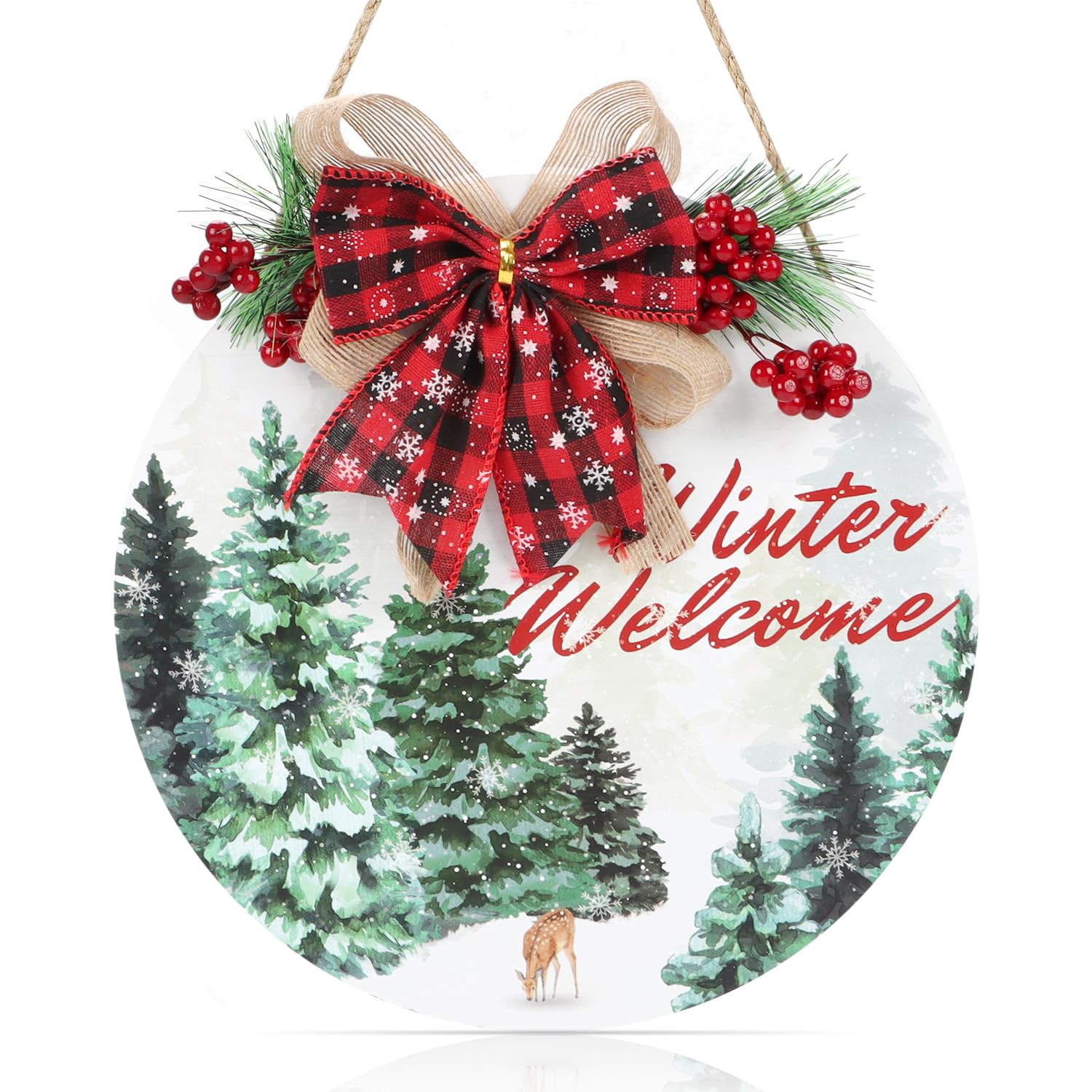 Amazon.com: TOARTi Winter Welcome Sign for Front Door Decor Merry ...