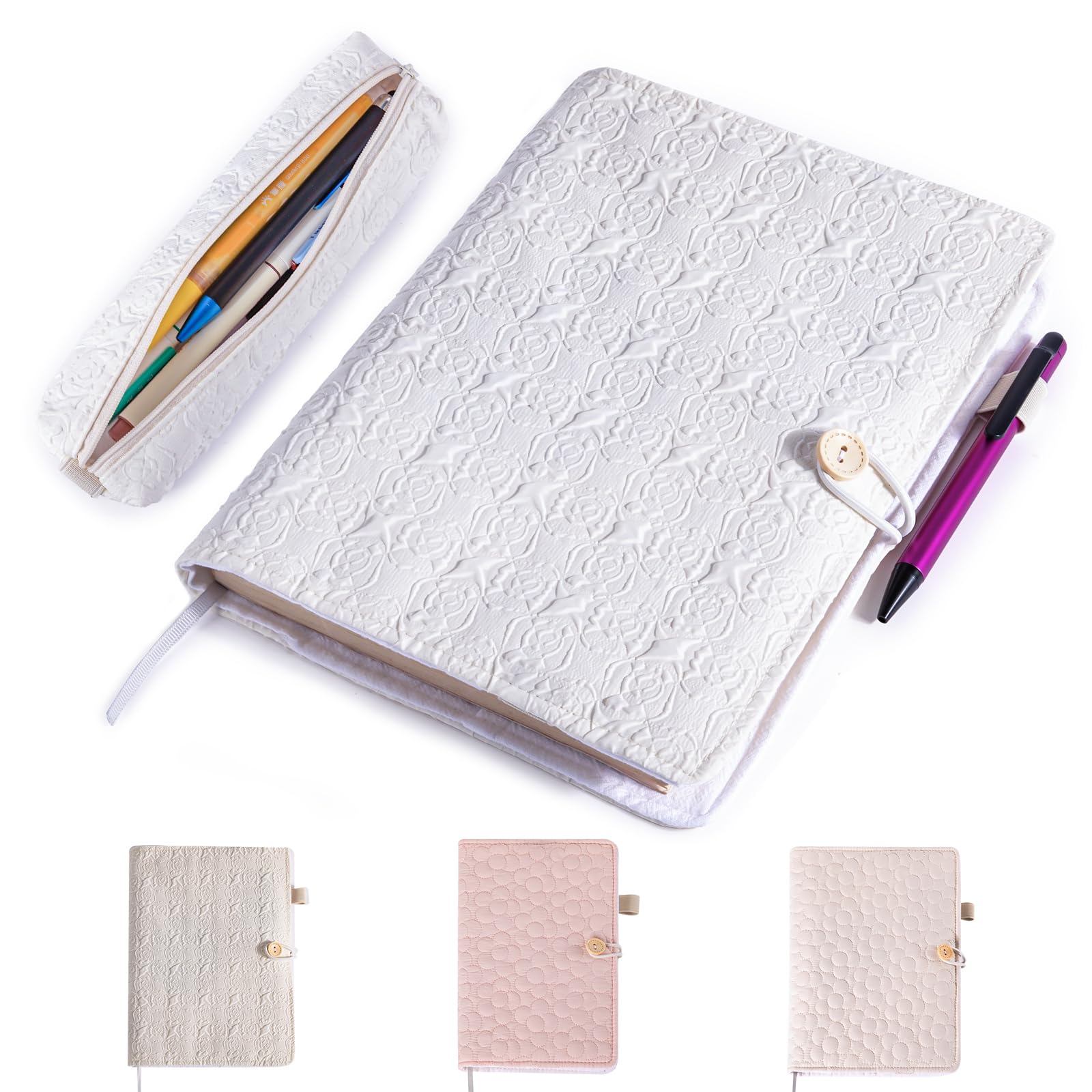 Amazon.com: Fabric Book Covers for Women with Pencil Case, Washable ...