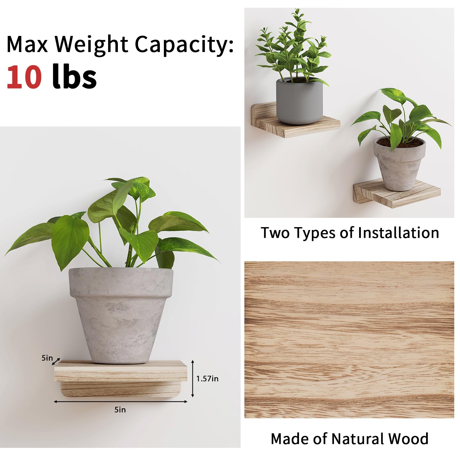 Snapklik.com : Fixwal Floating Shelves For Wall, Rustic Wood Small Wall ...