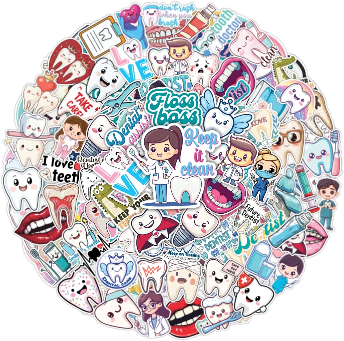Amazon.com: 100pcs Dental Stickers - Teeth Sticker, Dentist Waterproof ...