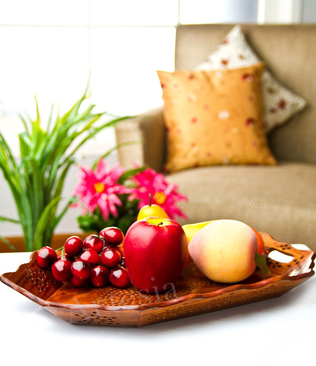 Artesia Wood Carving Service Tray : Amazon.in: Home & Kitchen