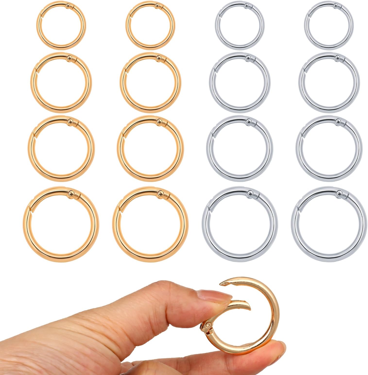 Amazon.com: 16 Pcs Spring O Ring Clip Round Spring Ring Clasp Heavy ...