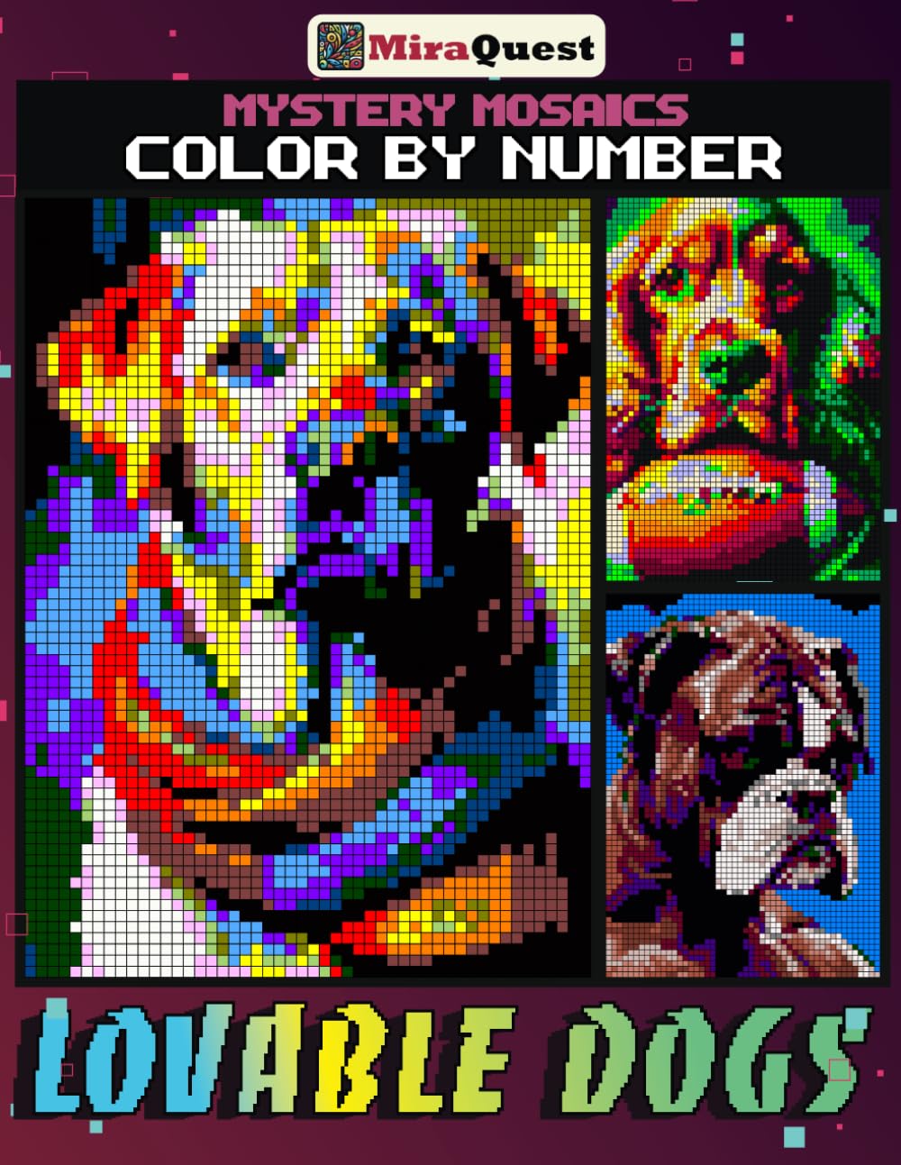 Amazon.com: Mystery Mosaics Color By Number Lovable Dogs: Hidden Pet ...