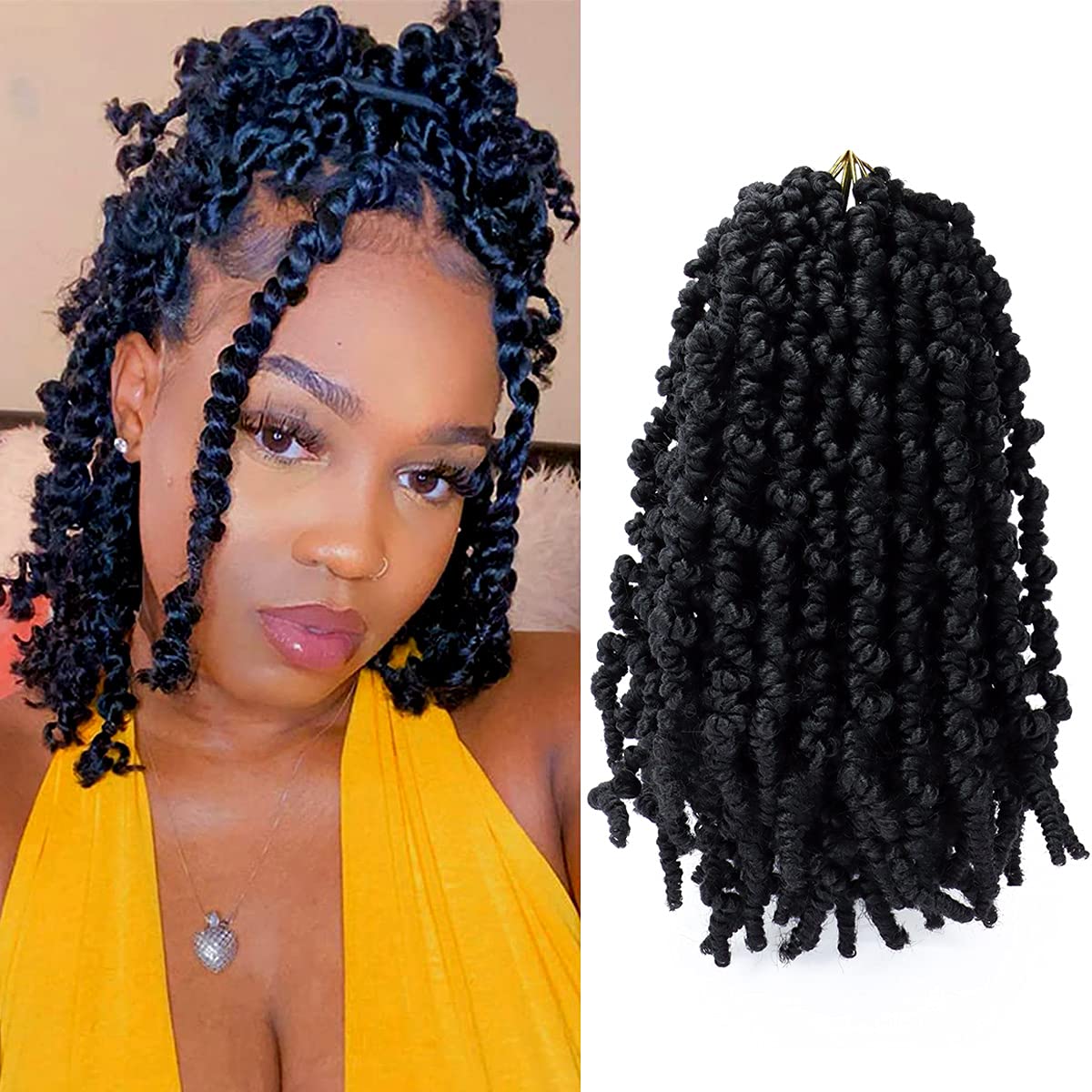 Buy 3 Packs Pre-twisted Spring Twist Crochet Hair 10 Inch Short Curly ...