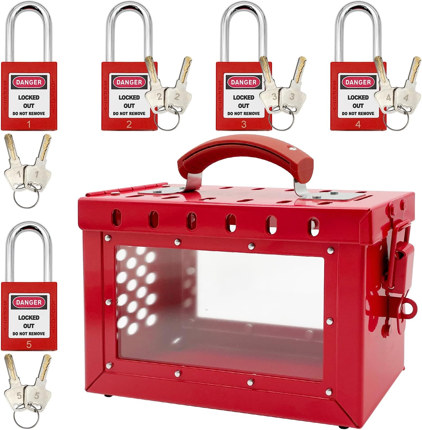 Amazon.com: OMGTMD Lockout Tagout Lock Box Kit Portable Safety Padlock ...