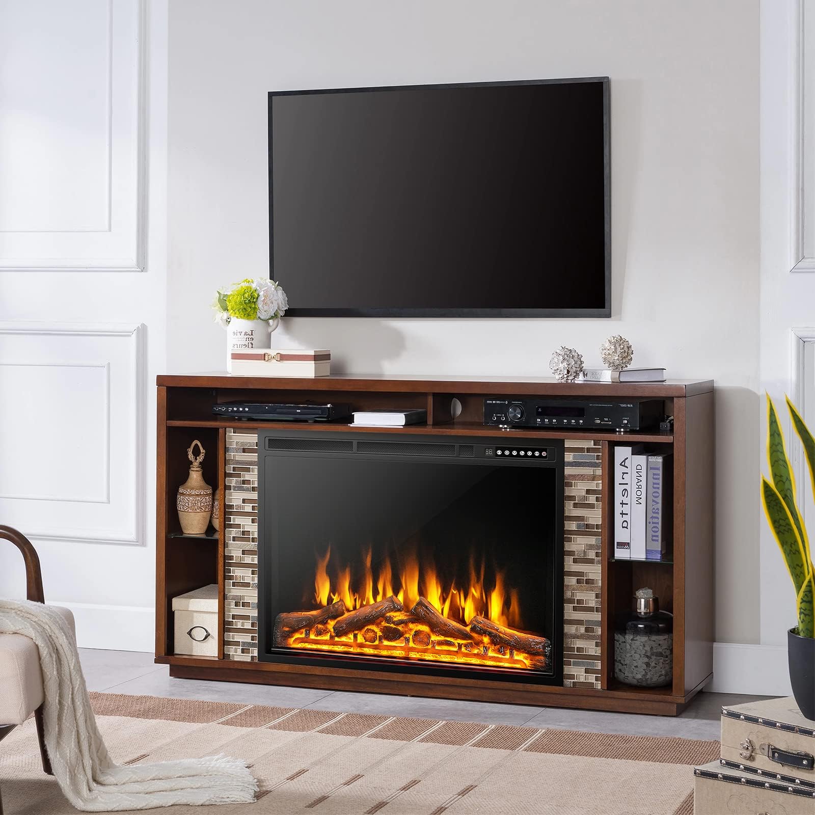 Amazon.com: Tangkula 34 Inches Electric Fireplace Inserts, 5100 BTU ...