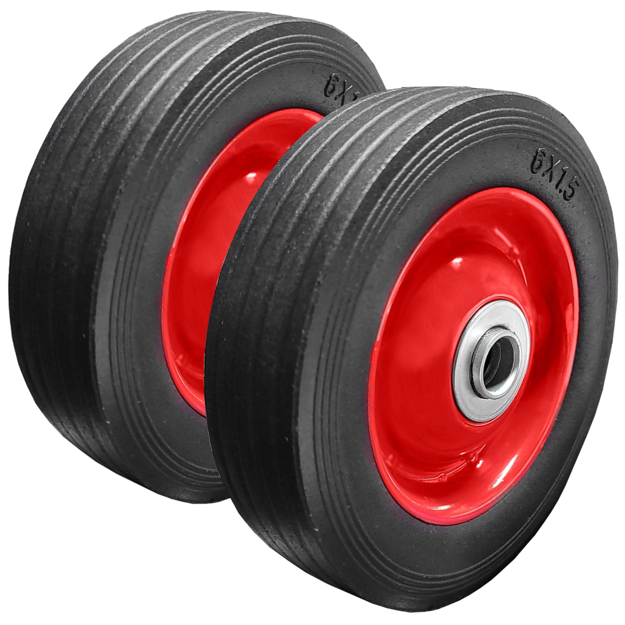 6" Solid Trolley Wheels with Metal Hub Centre with 12mm Roller Bearings ...