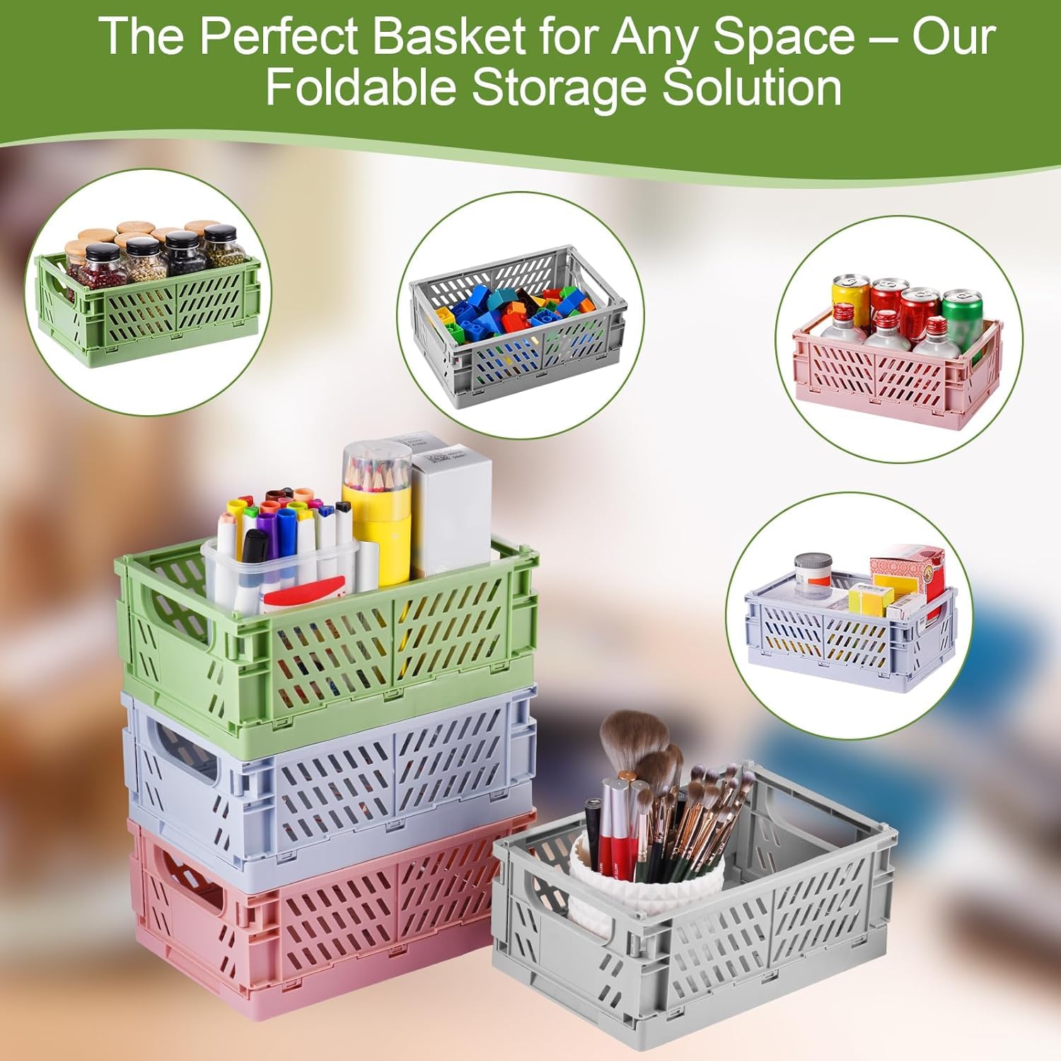 Snapklik.com : HUUSMOT 2-Pack Small Pastel Plastic Storage Baskets ...