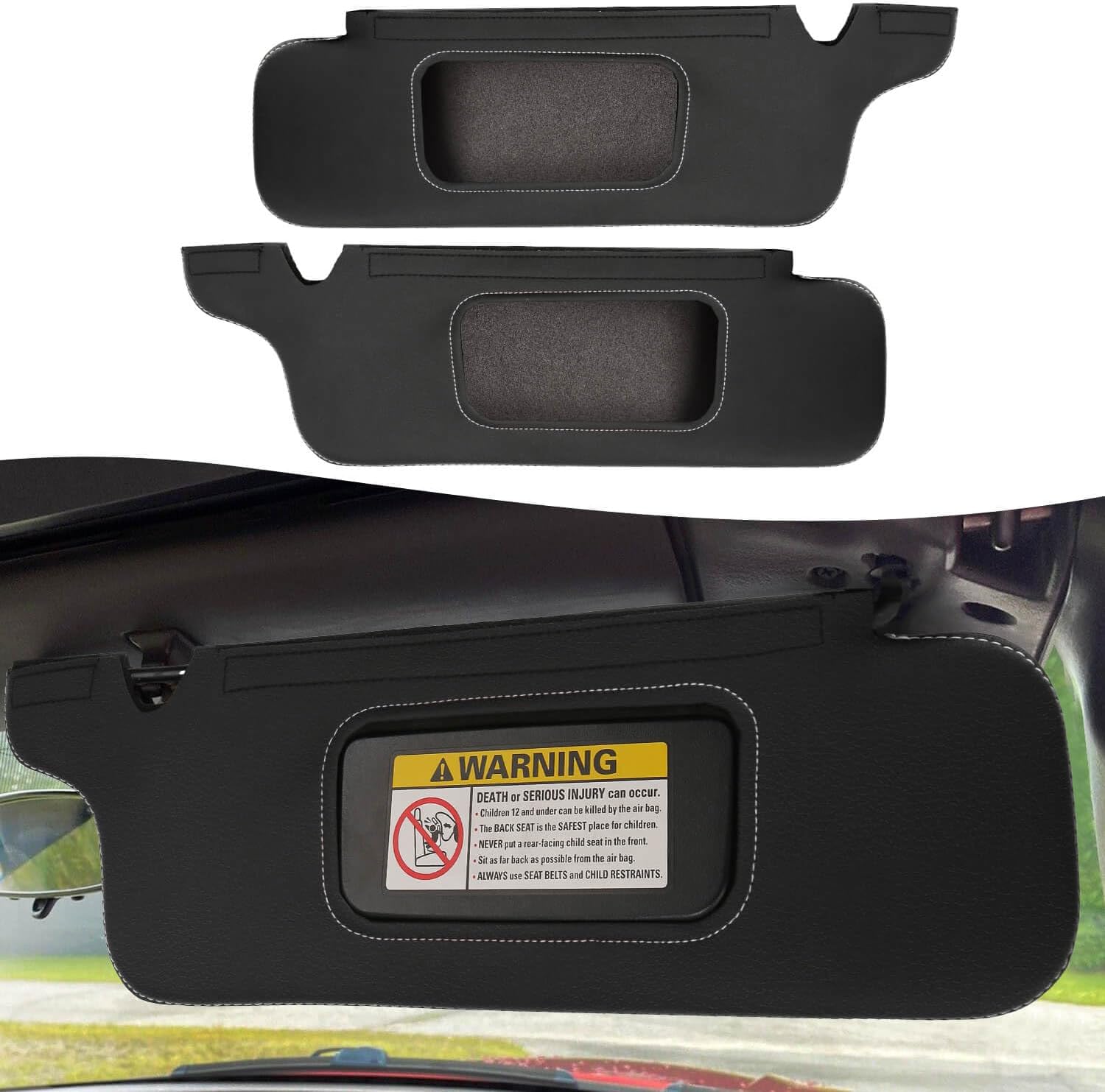Amazon.com: Universal Sunvisor Warning Label Covers - Jet Black - Peel ...