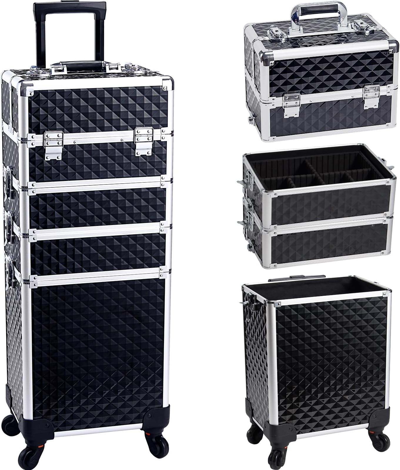 Amazon.com : Yaheetech 4 in 1 Professional Makeup Train Case/Rolling ...