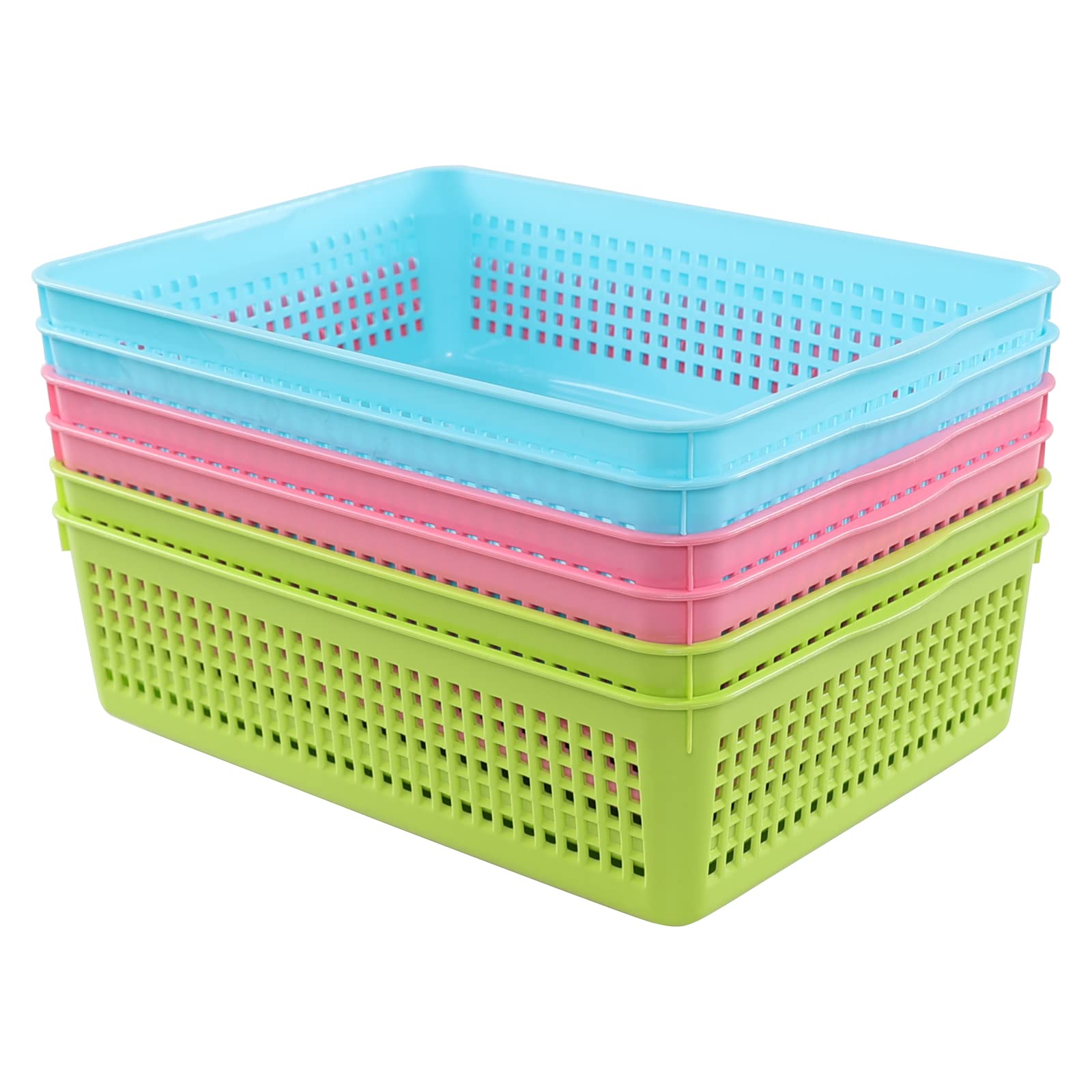 Annkky A4 Desktop Plastic Storage Basket Tray, Shallow Storage Trays ...