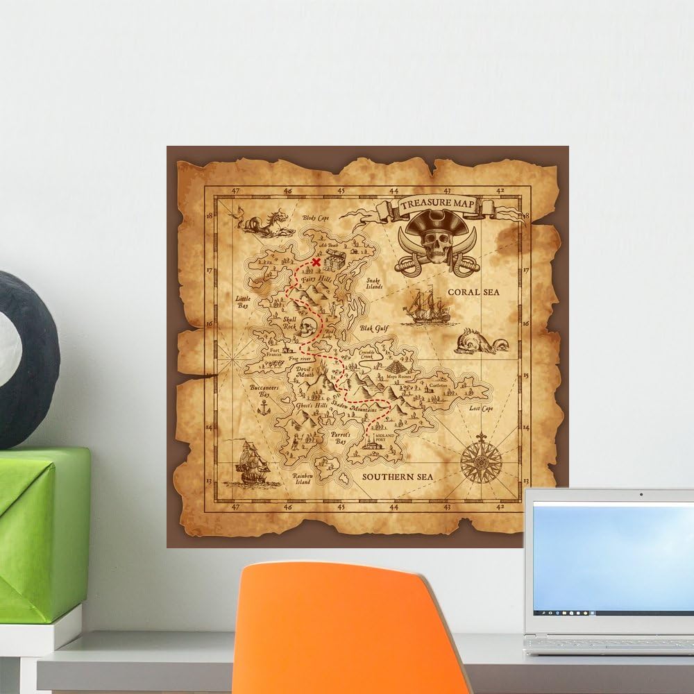 Amazon.com: Vector Pirate Treasure Map Wall Mural Wallmonkeys Peel and ...