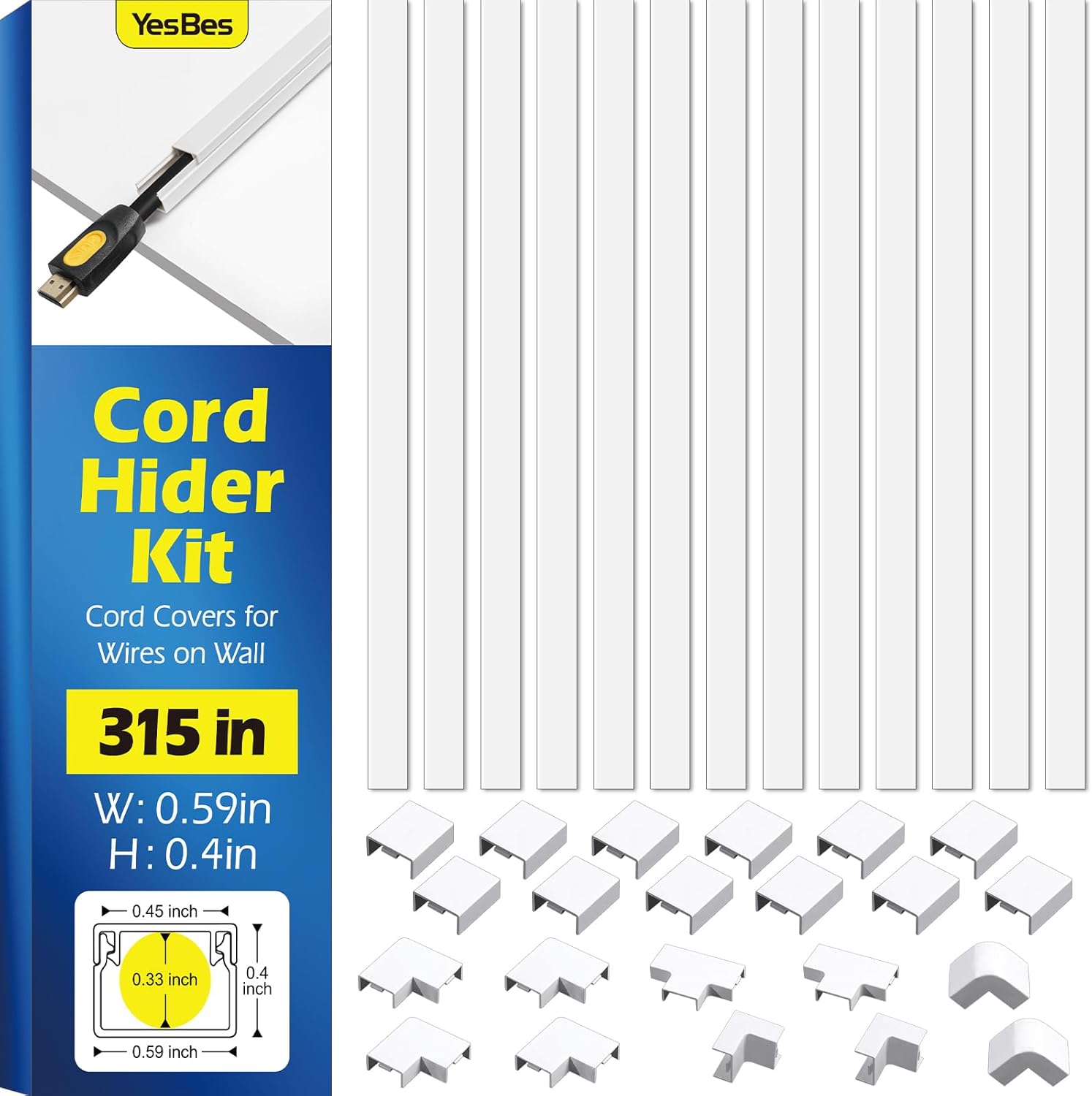 Amazon.com: 315in Cord Hider Kit, Cord Covers for Wires on Wall, Cord ...