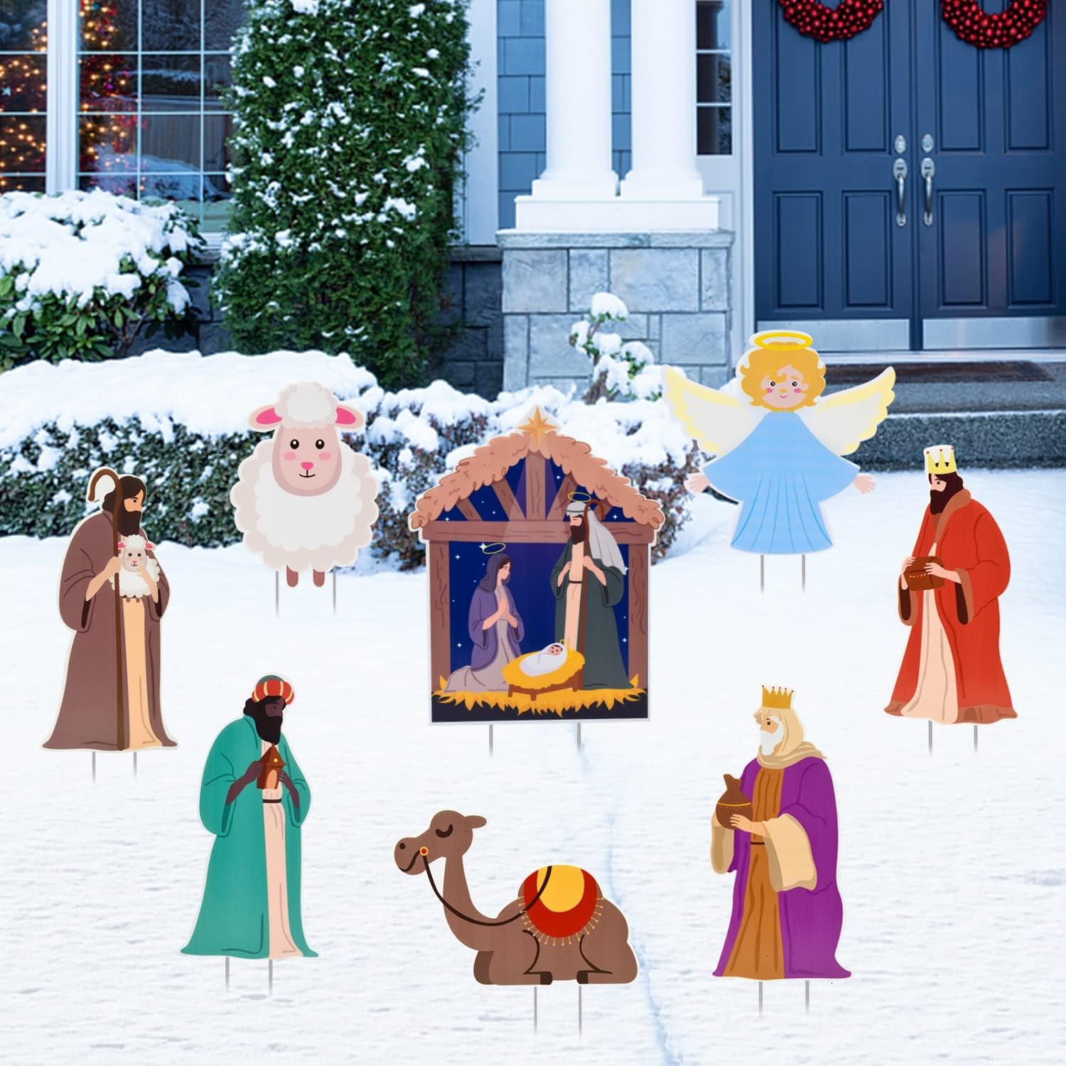 Buy Rocinha Holy Nativity Yard Signs with Stake, 8 Pcs Nativity Sets ...