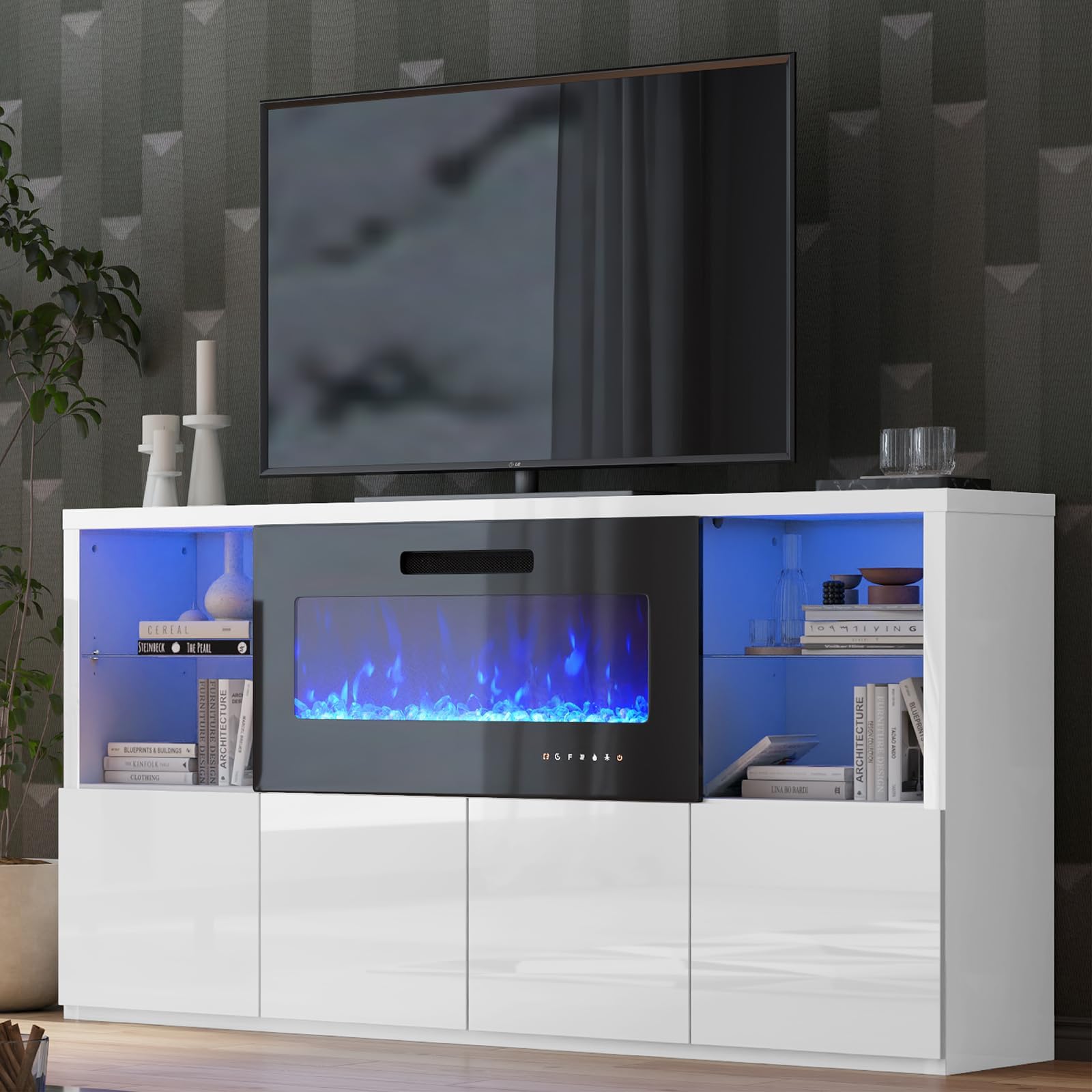 Amazon.com: AMERLIFE Fireplace TV Stand with 36" Fireplace, 70" Modern ...