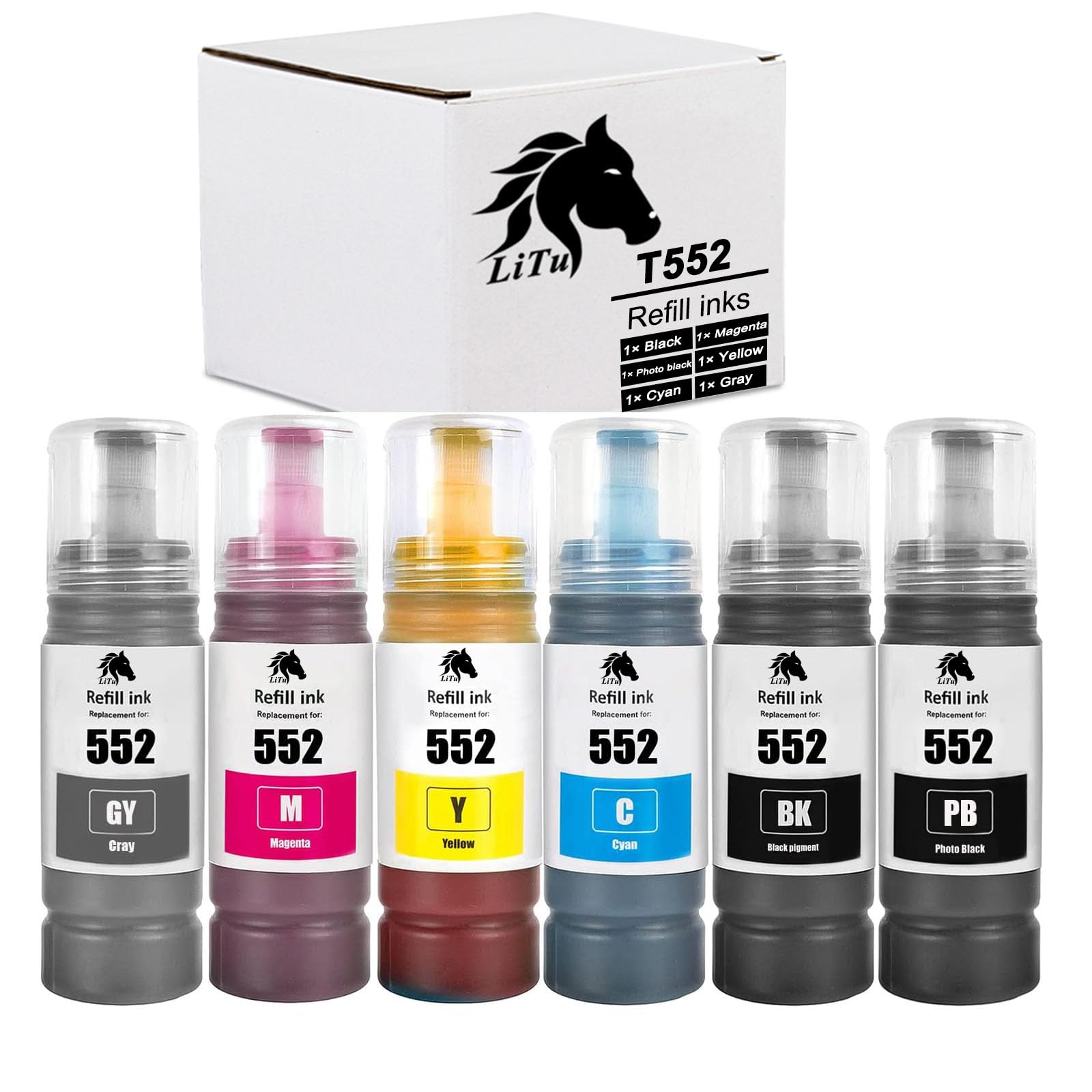 Compatible Replacement for Epson 552 Ink Refill Bottles 6 Pack, ET ...